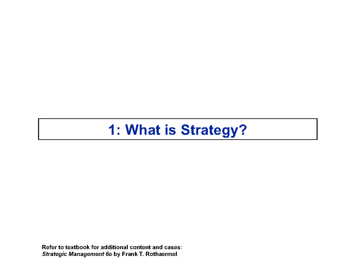 Strategic Management 6e: Understanding Strategy and Competitive ...