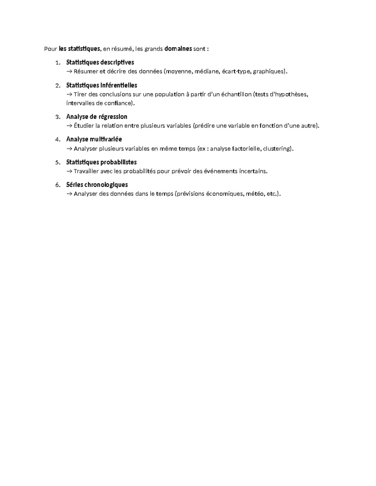 Les statistiques - cours important - Pour les statistiques, en résumé ...