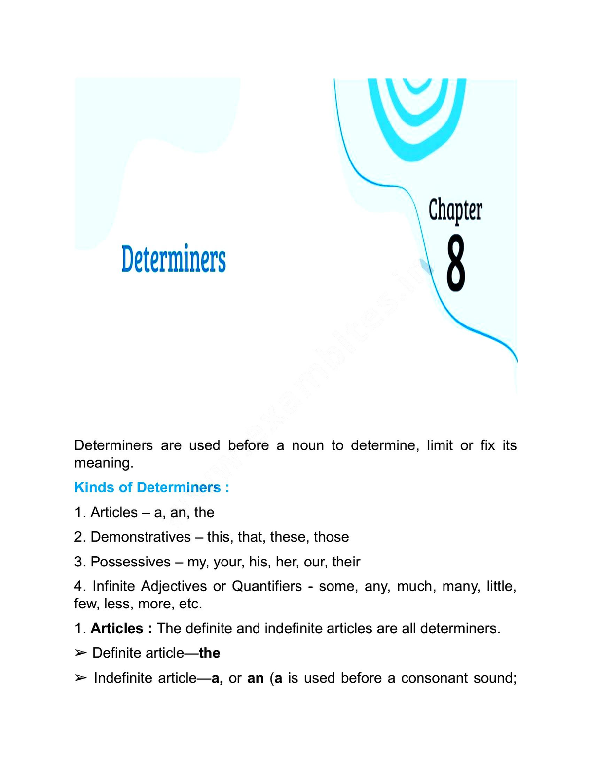 Exploring Determiners: Key Concepts and Applications - Chapter Determiners 8 Determiners are ...