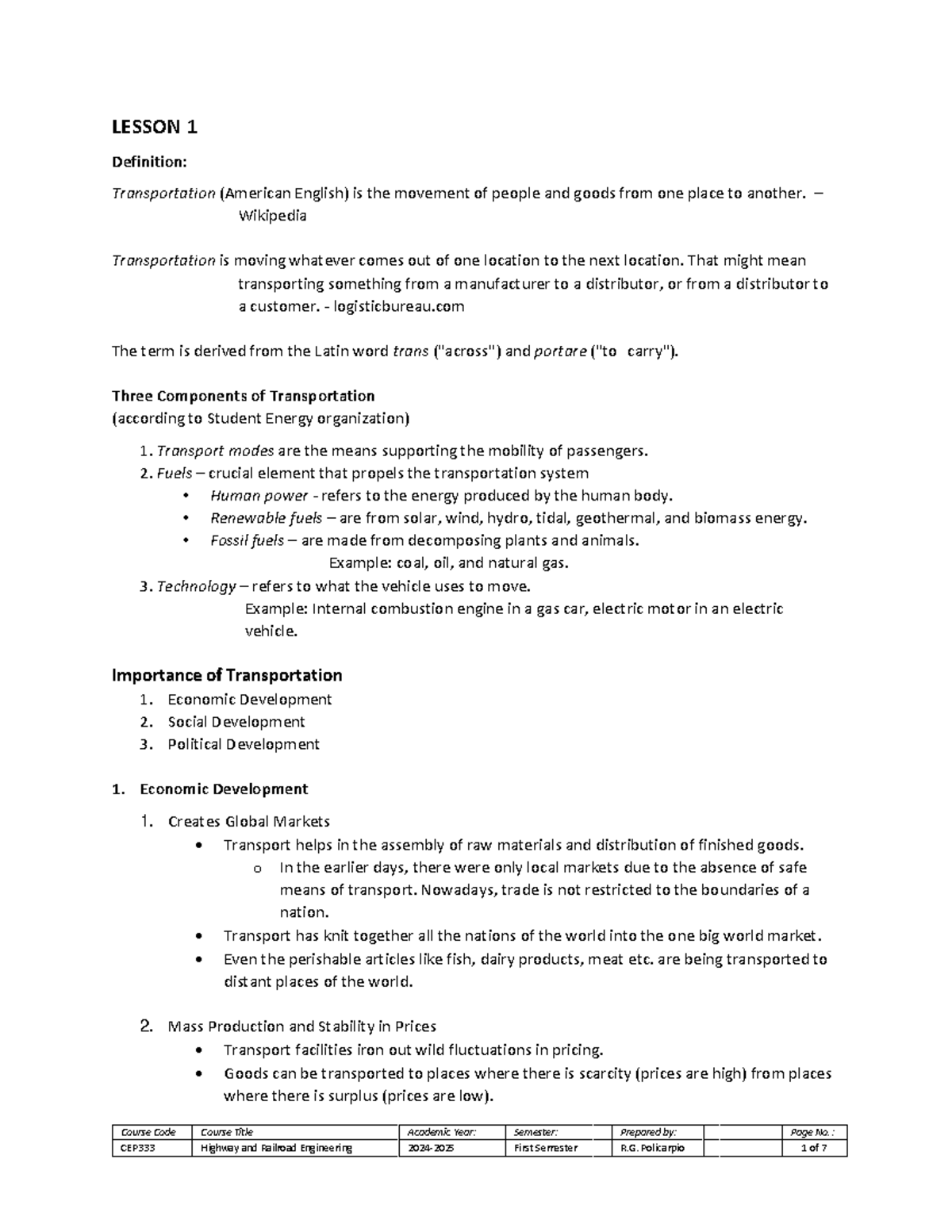 Lesson 1 - ghj - Course Code Course Title Academic Year: Semester ...