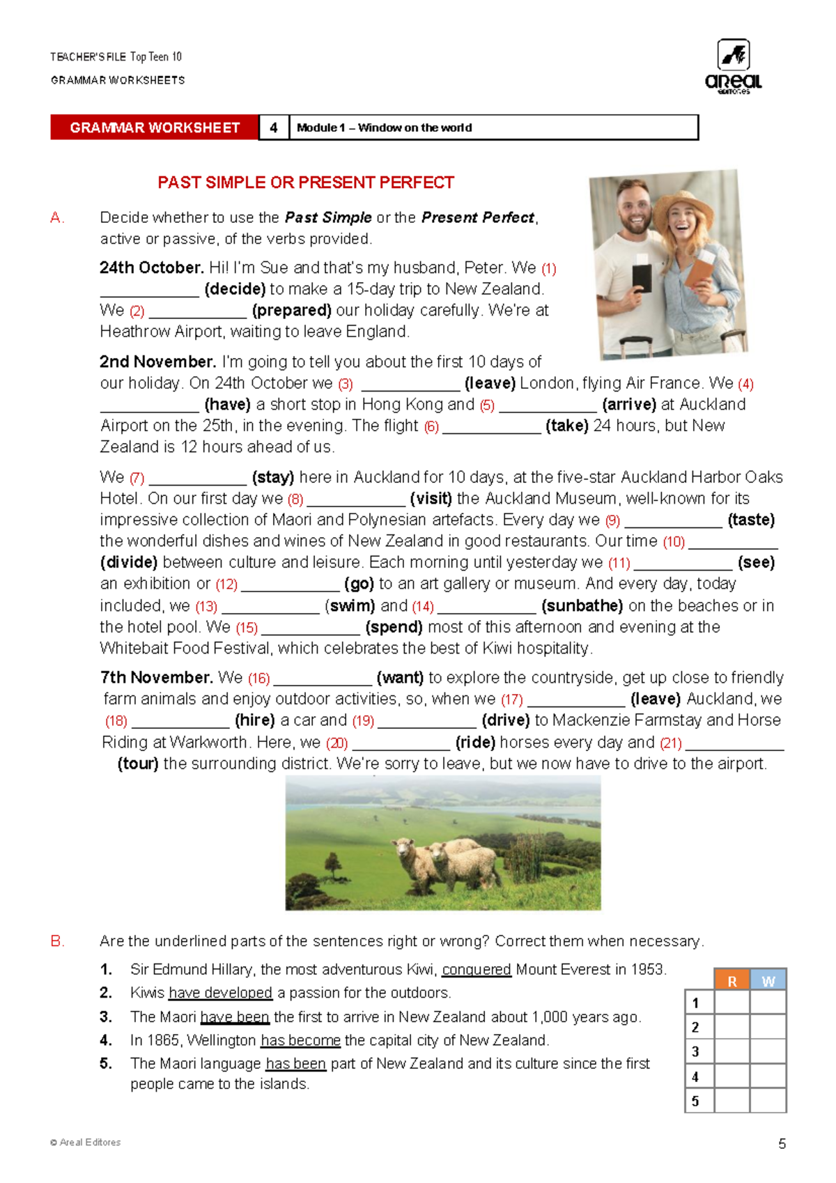 AE TT1021 Grammar Worksheet 4: Past Simple vs Present Perfect - Studocu