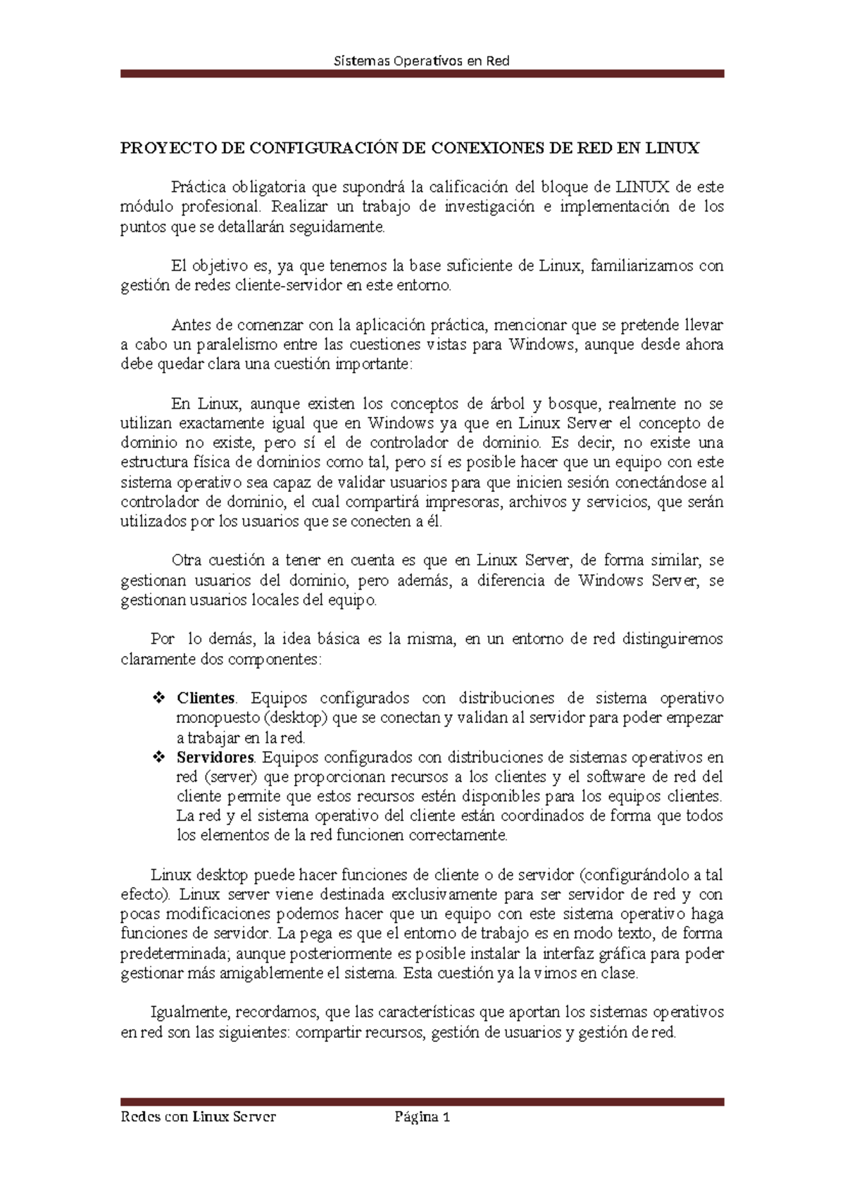 Proyecto DE Configuraci N DE Conexiones DE RED EN Linux resumido 2 - PROYECTO DE CONFIGURACIÓN ...