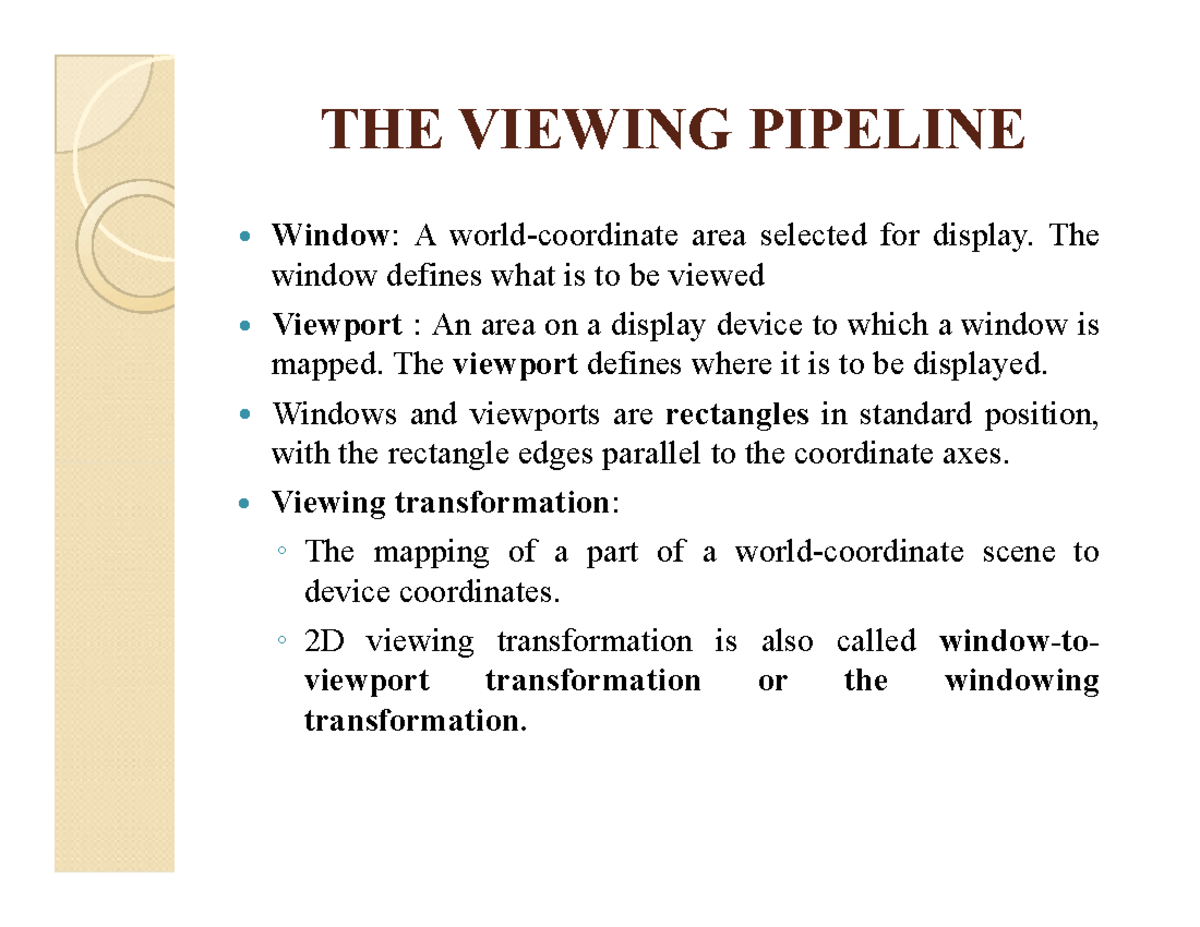 Module 3 CGIP - Notes on Viewing Pipeline and Transformations - Studocu