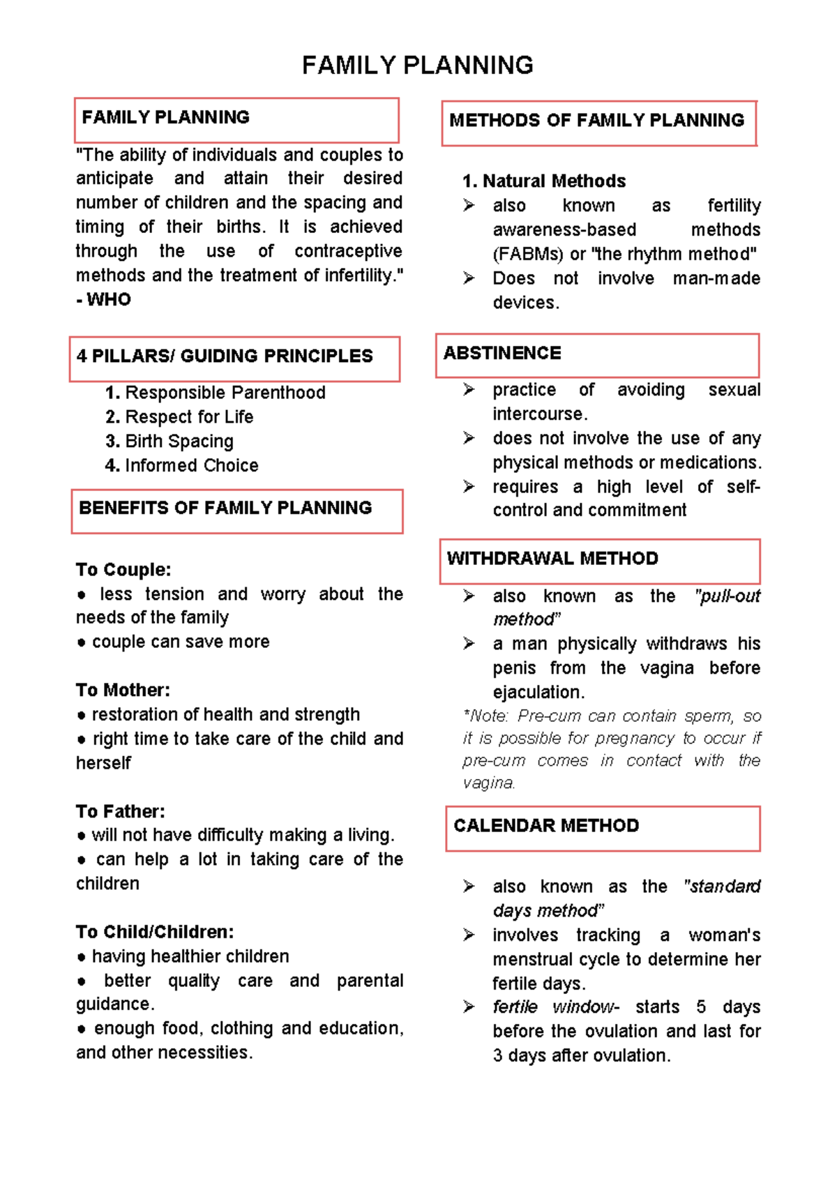 Family Planning - FAMILY PLANNING "The ability of individuals and ...