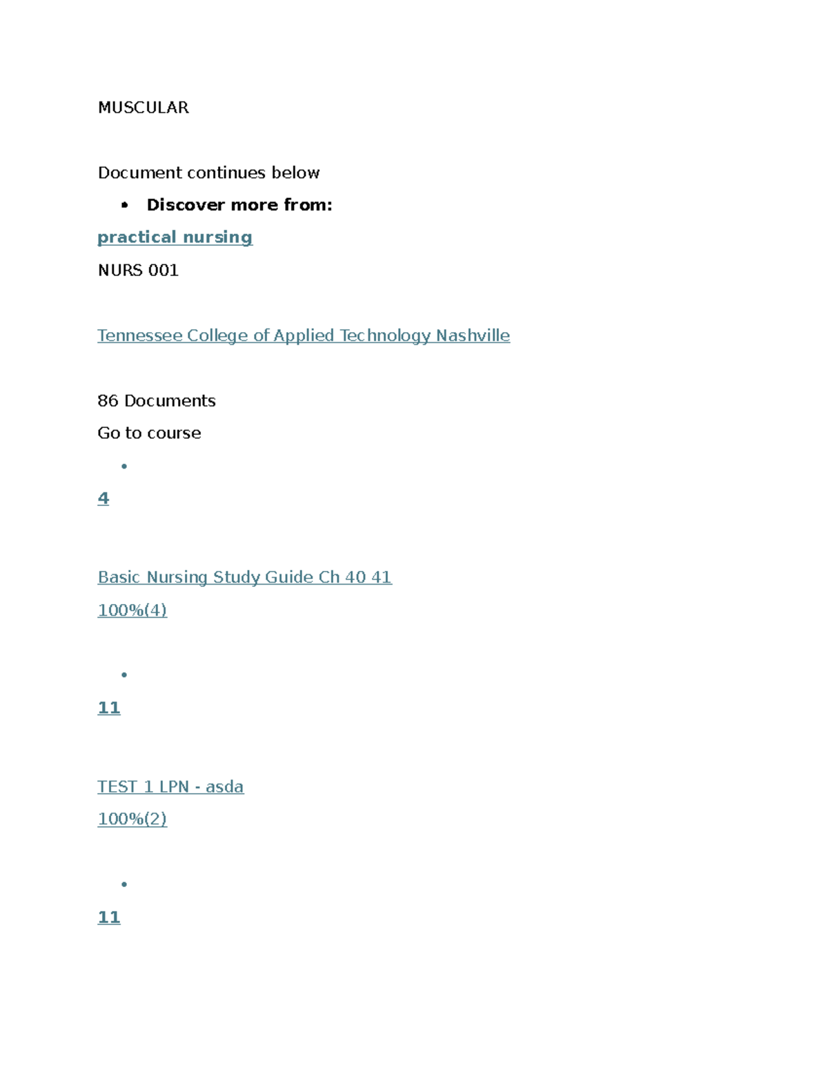 NURS 001 Basic Nursing Study Guide: Muscular System Notes - Studocu
