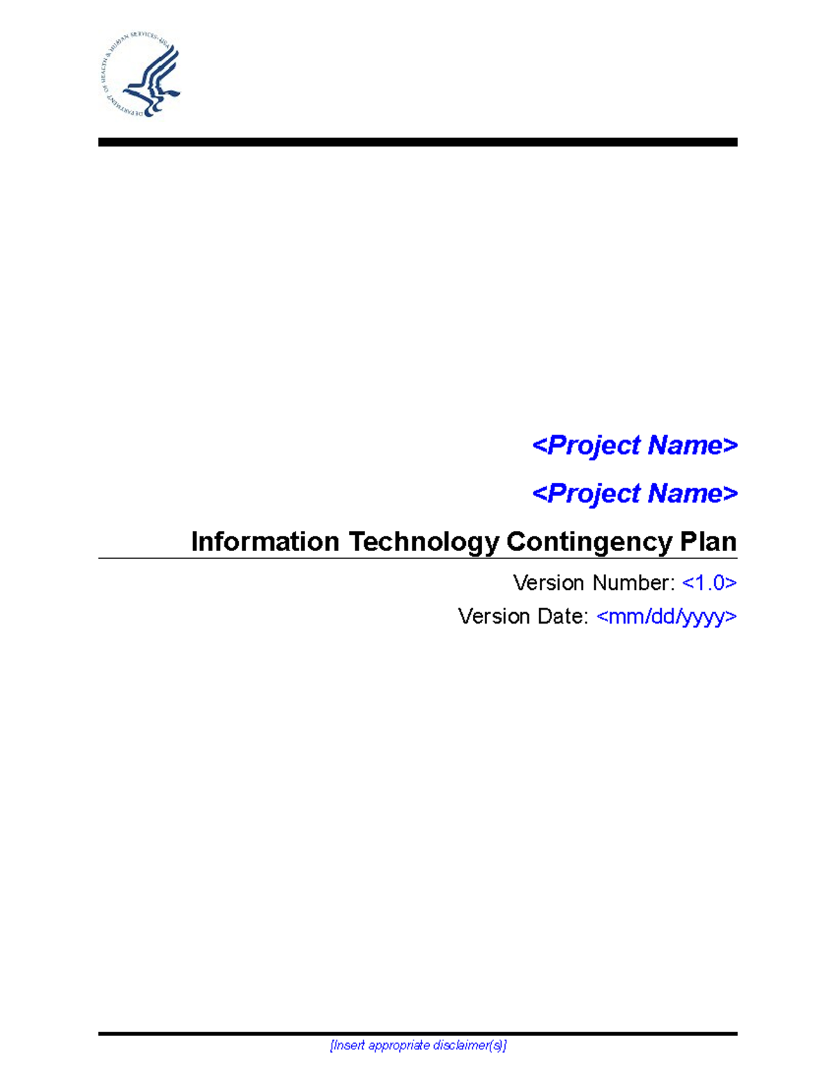 EPLC IT Contingency Plan Template (v1.0) - Version History and ...