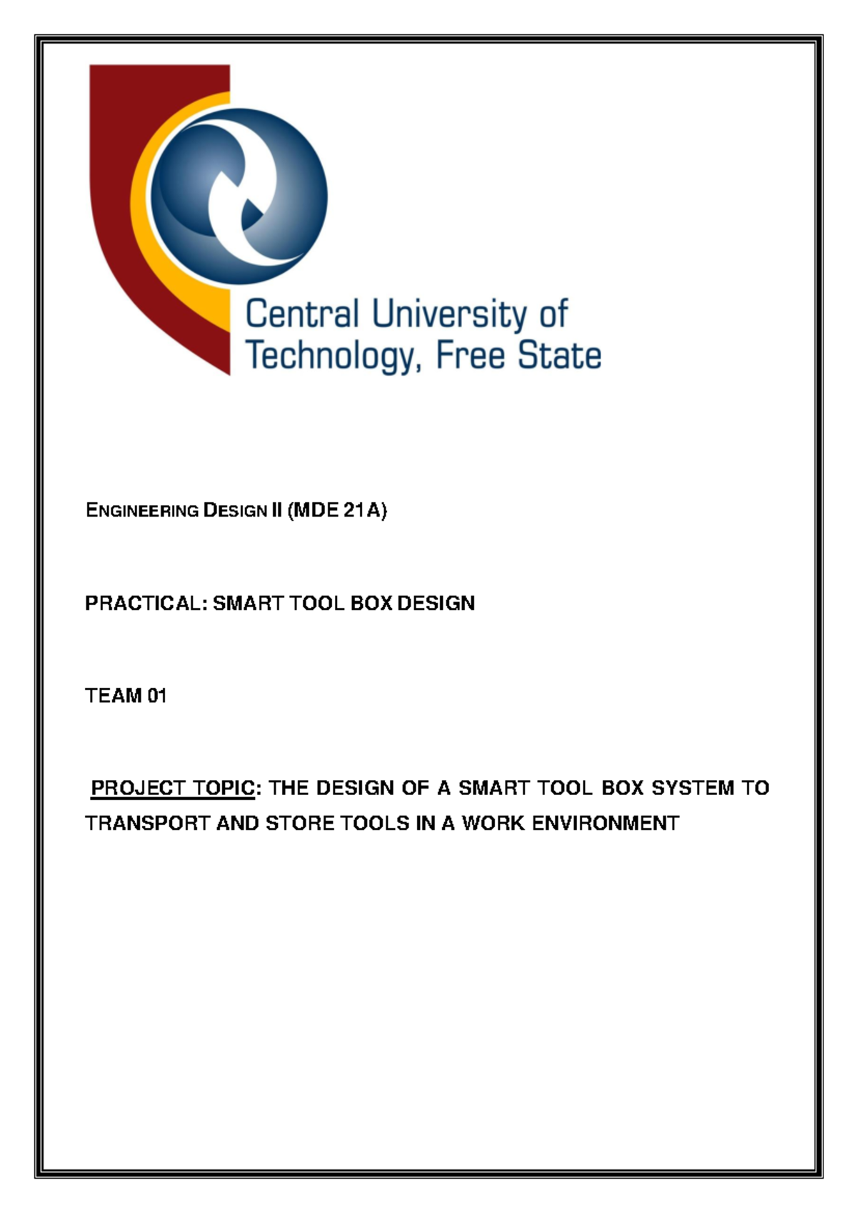 Final Report on Smart Tool Box Design (MDE 21A Project) - Studocu