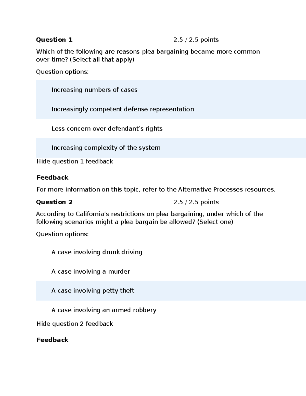 CJ 207 Module Four Quiz: Plea Bargaining & Prosecutorial Roles - Studocu