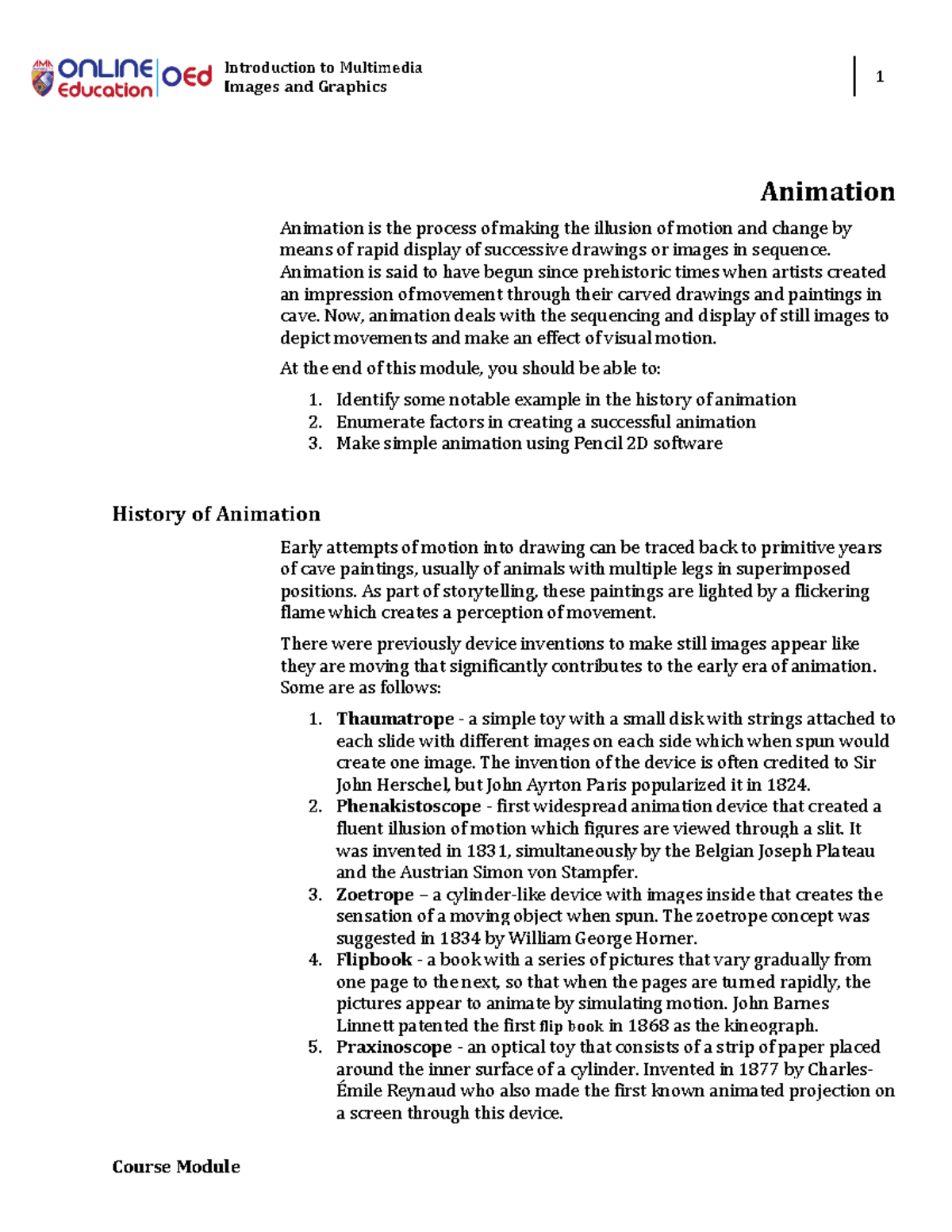 W9 - Animation - Multimedia Module - Sample Lecture Notes - Studocu