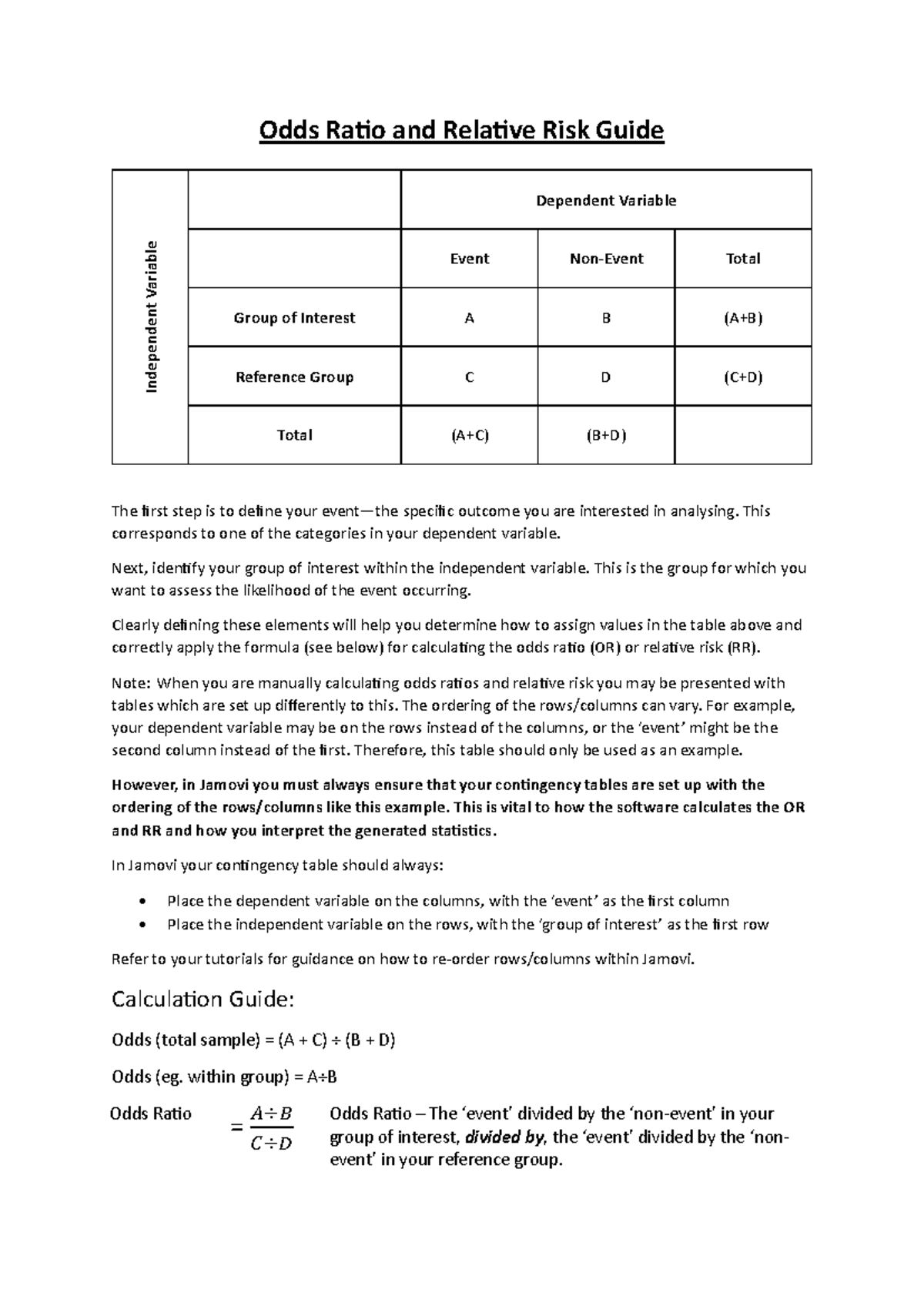 OR & RR Calculation Guide 2025: Understanding Odds Ratio & Risk - Studocu