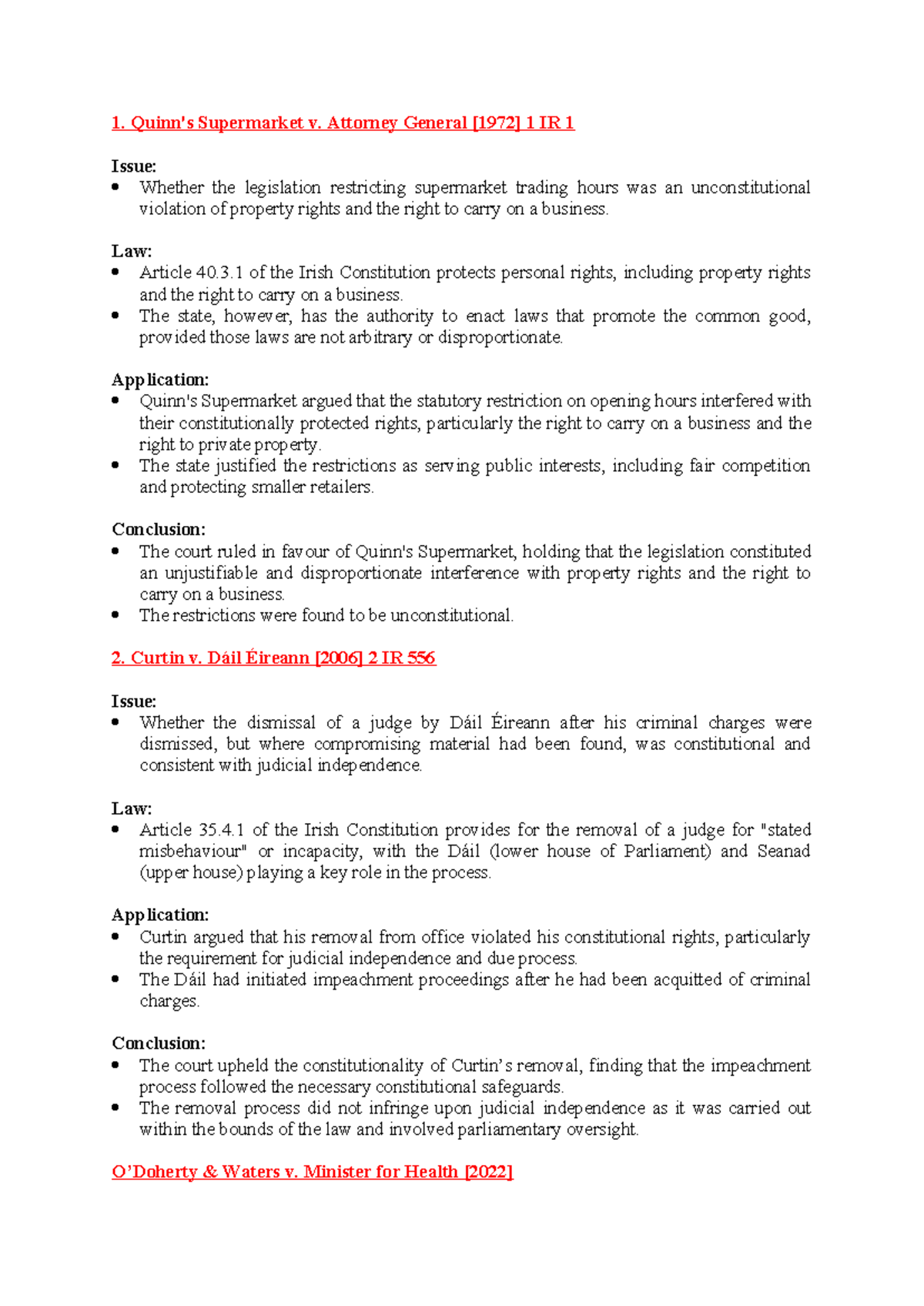Constitutional Case Review Notes for LAW 302: Key Judgments and ...