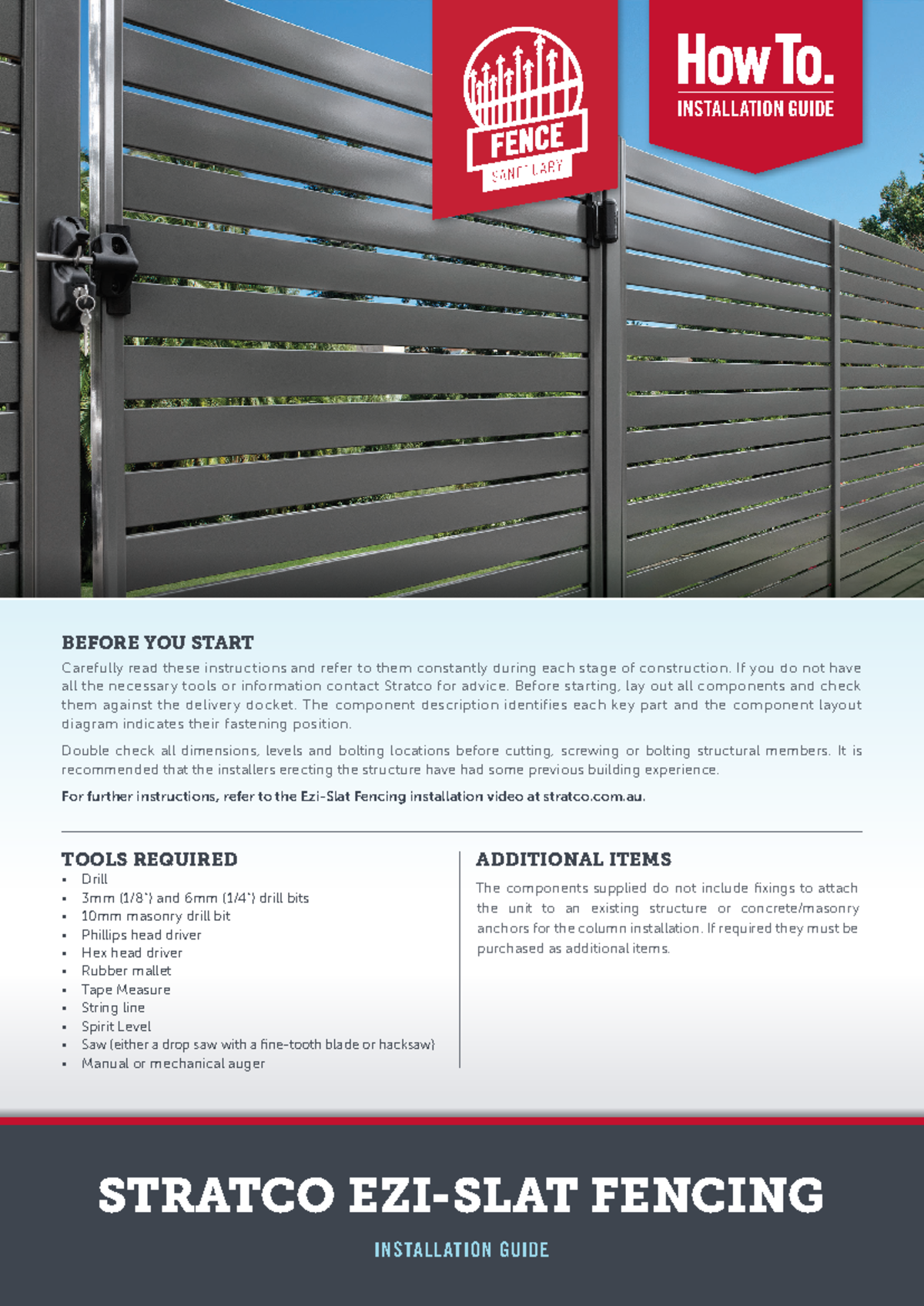 Ezi-slat install guide may2020 - INSTALLATION GUIDE STRATCO EZI-SLAT ...