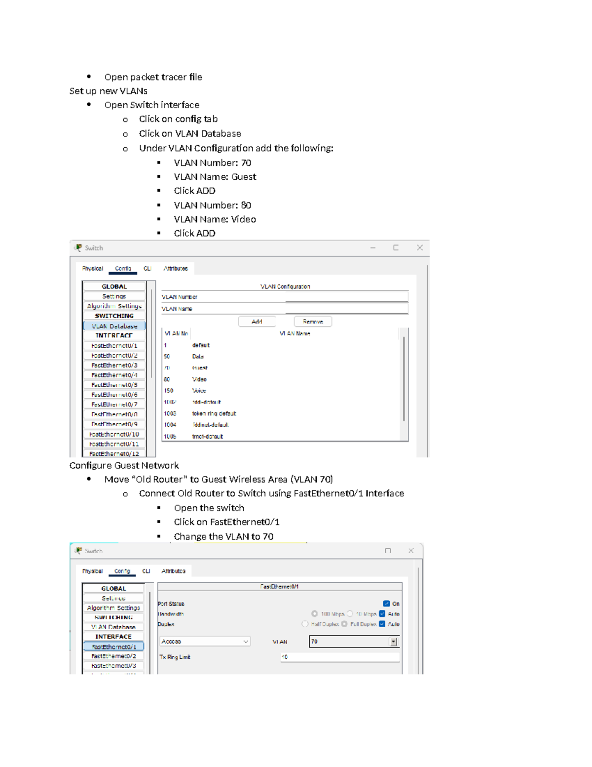 CYB210 Project 1: Configuring VLANs and Guest Networks Setup - Studocu