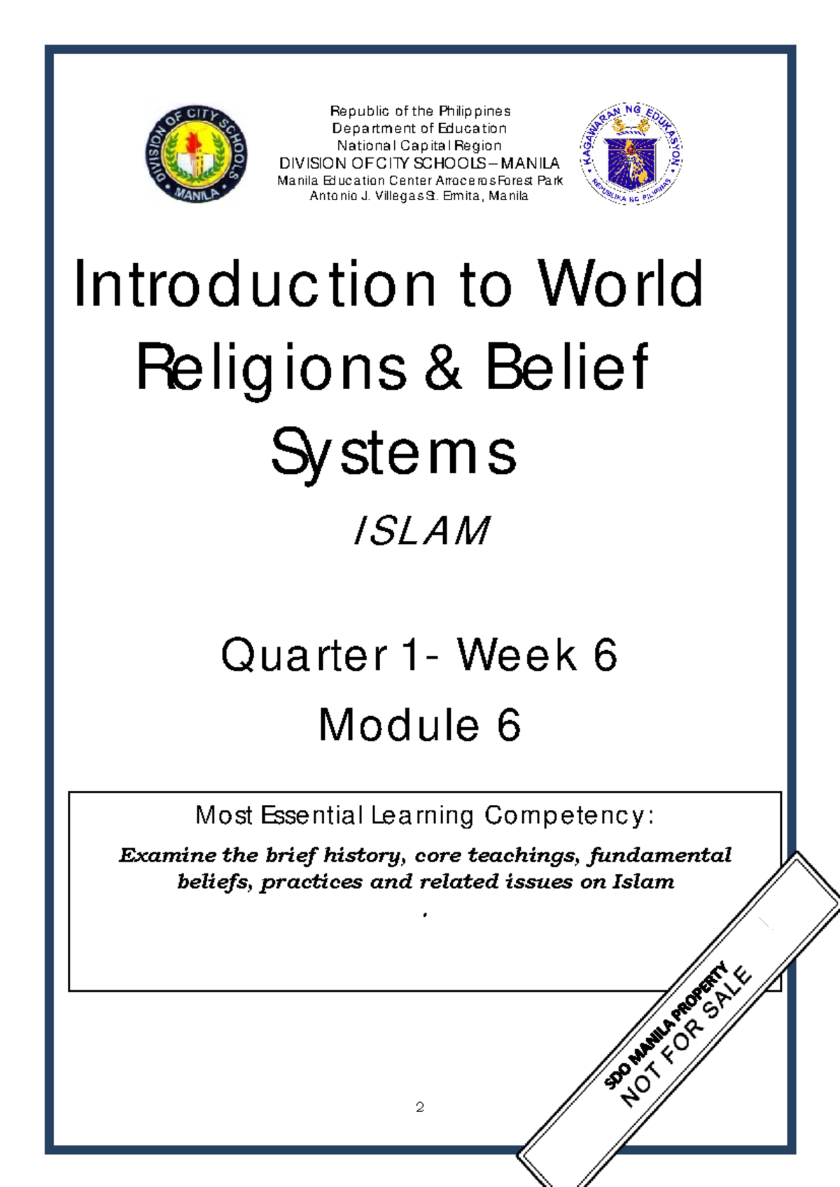 Islam Q1 Mod6 Beliefs & Practices: Examining Core Teachings - Studocu