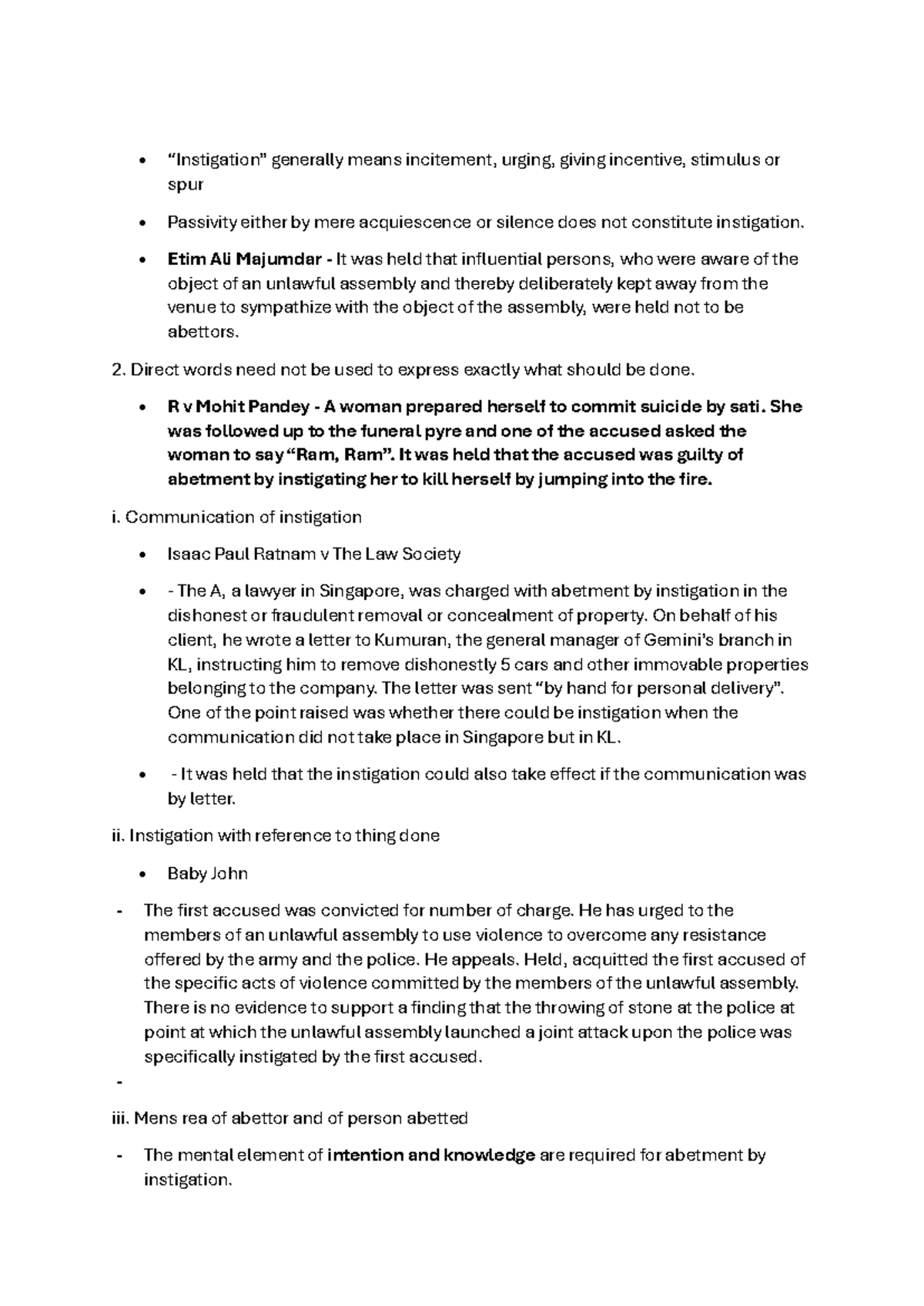 Legal Concepts of Instigation and Abetment in Criminal Law (LAW 101 ...