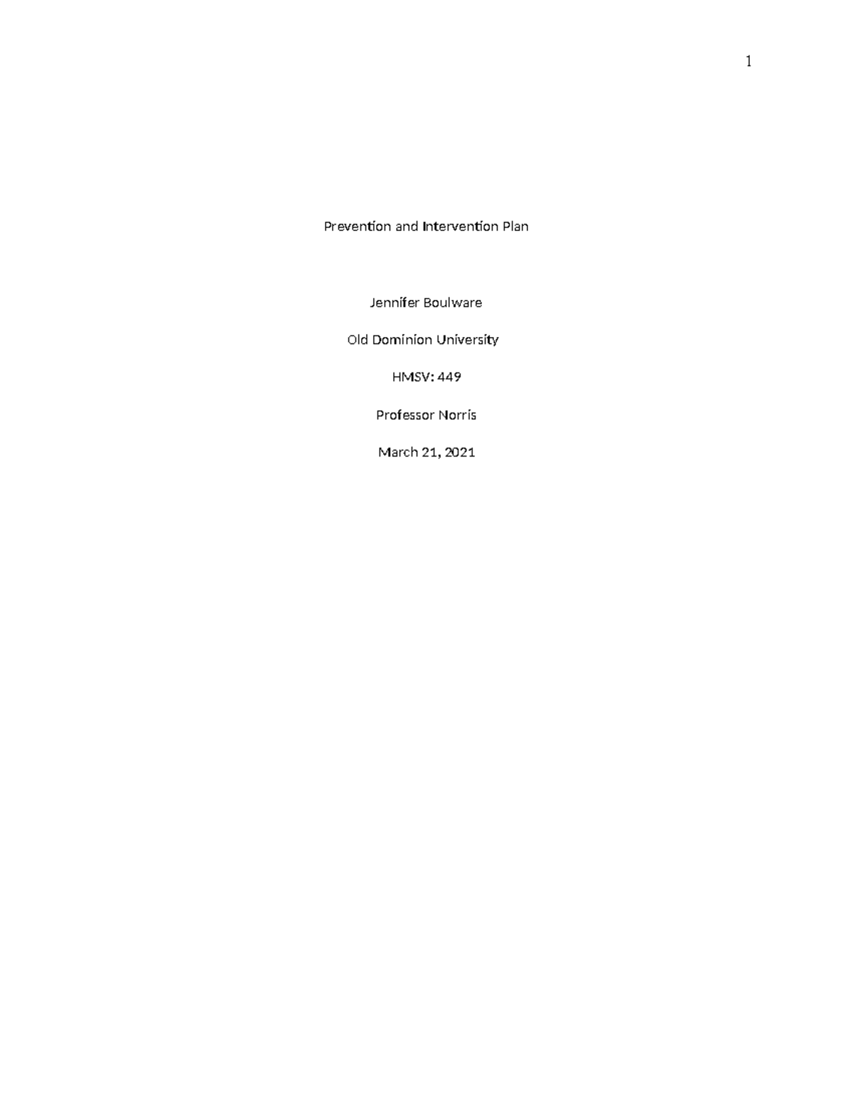 HMSV 449: Prevention & Intervention Plan for Client Crisis Management ...