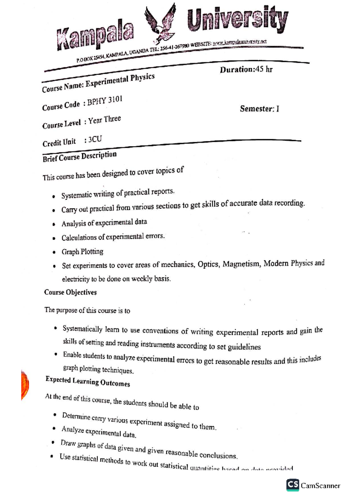 Practical Procedures for Experimental Physics (BPHY 3101) - Studocu