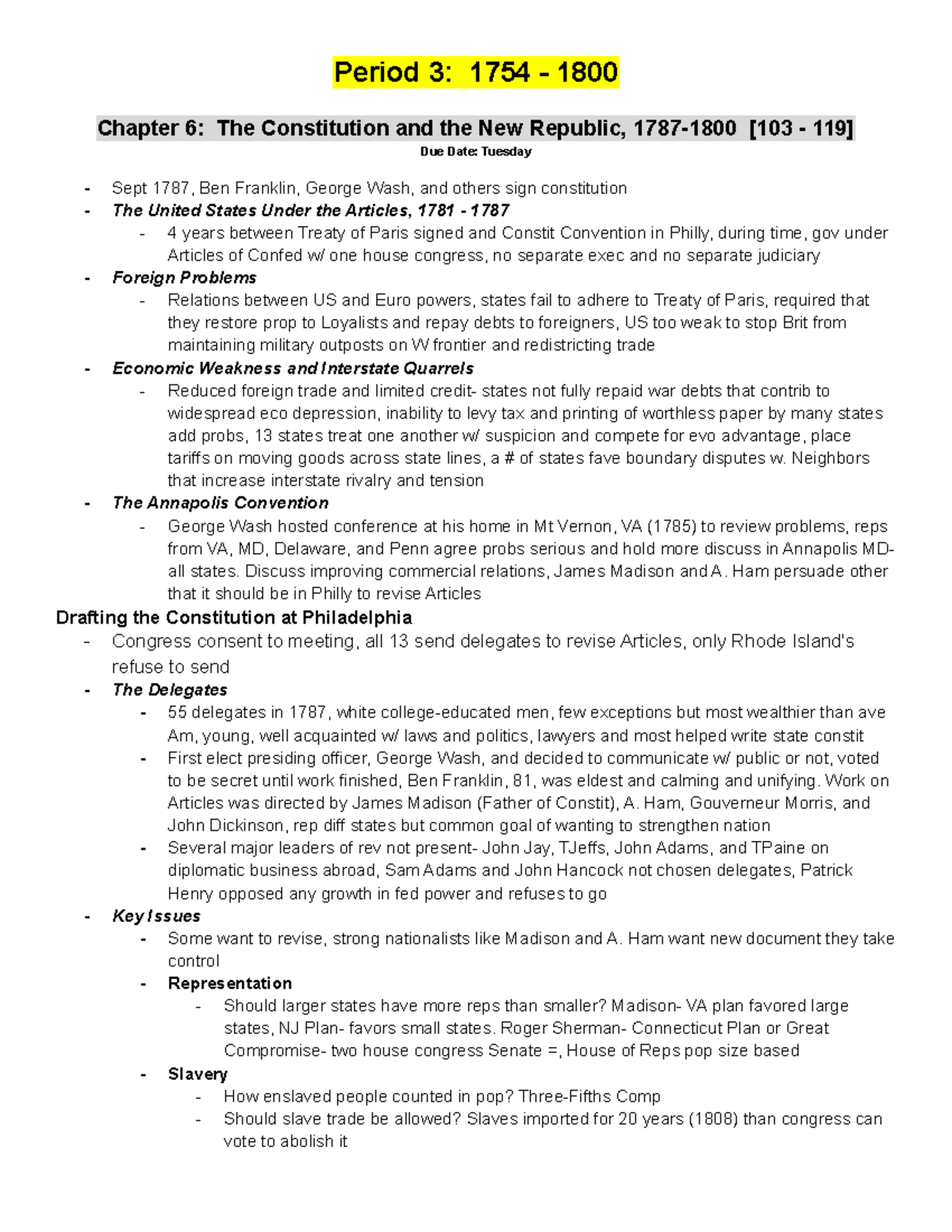 K. Period 3 (1754-1800) Amsco Note Taking Guide - Chapter 6 Overview ...