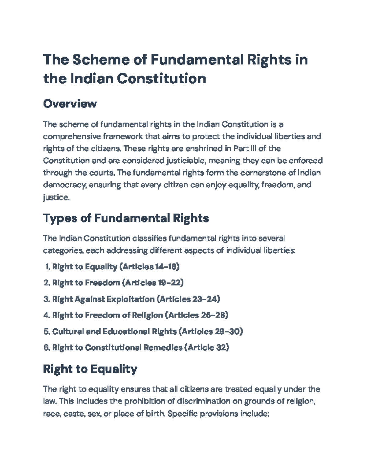 Fundamental Rights in the Indian Constitution: An Overview and Analysis ...