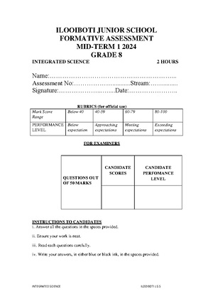 Grade 8 integrated science notes term 1 - INTEGRATED NOTES JUNIOR ...