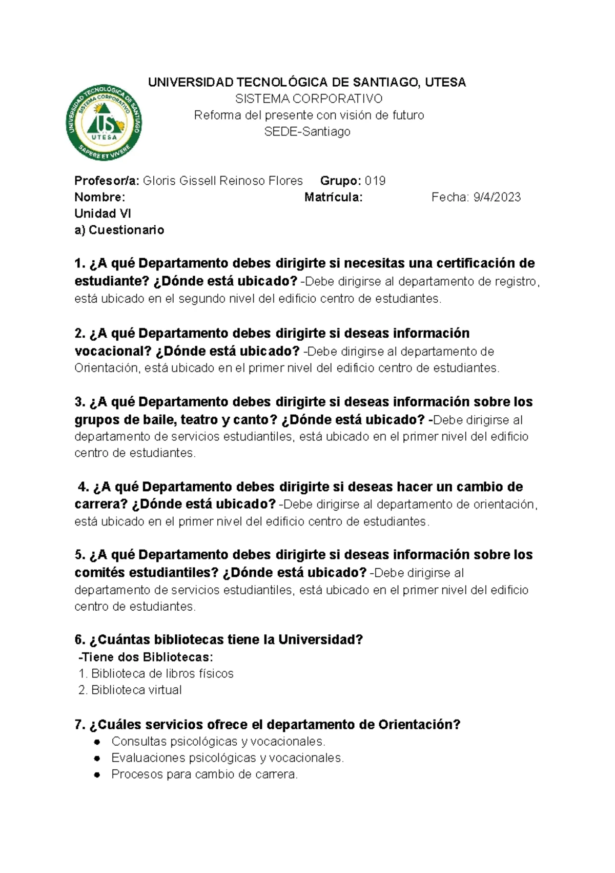 Normas Estudiantes Utesa Virtual - UNIVESIDAD TECNOLÓGICA DE SANTIAGO ...