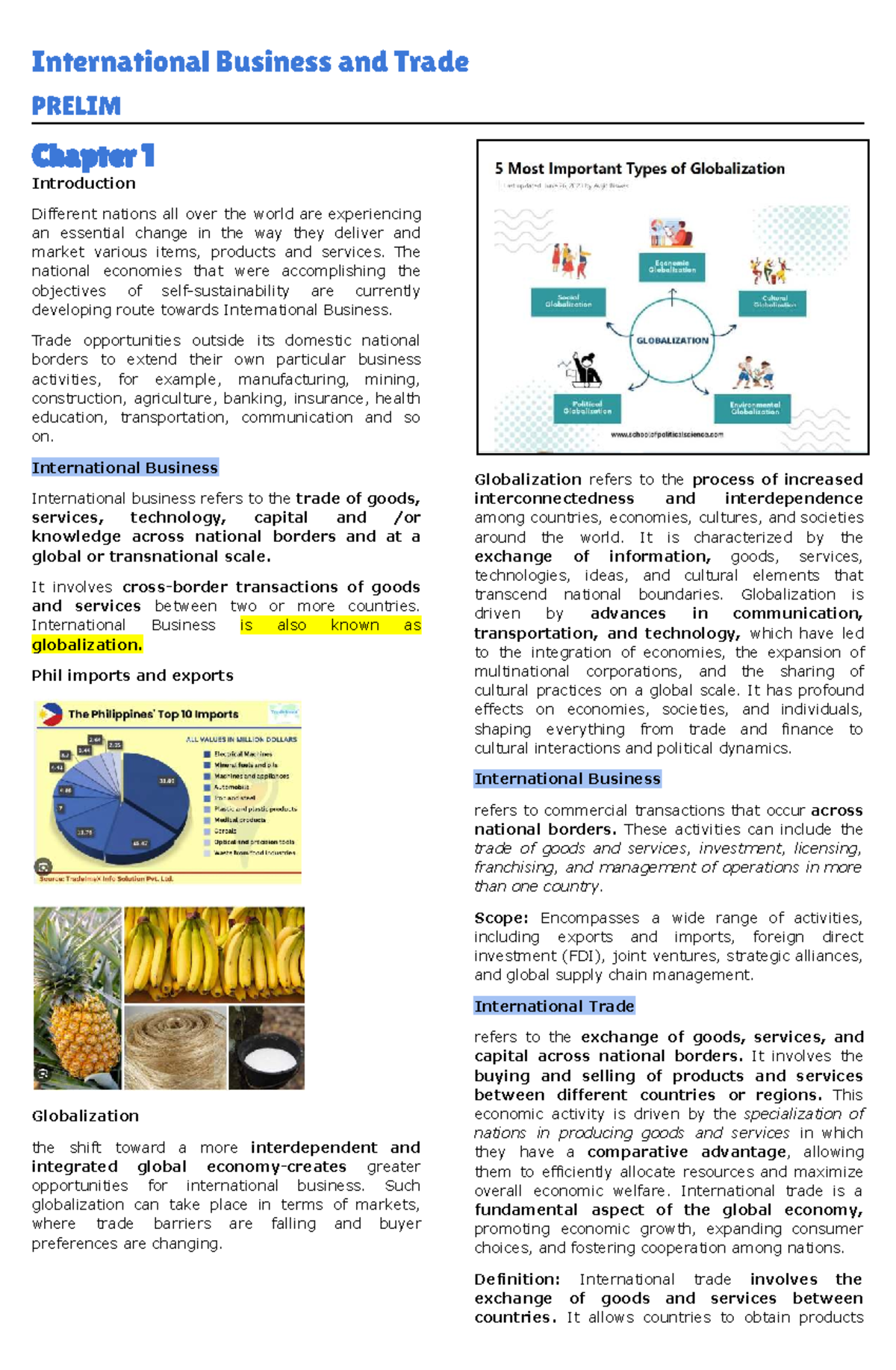 IBT PRELIM Chapter 1: Introduction to International Business and Trade ...