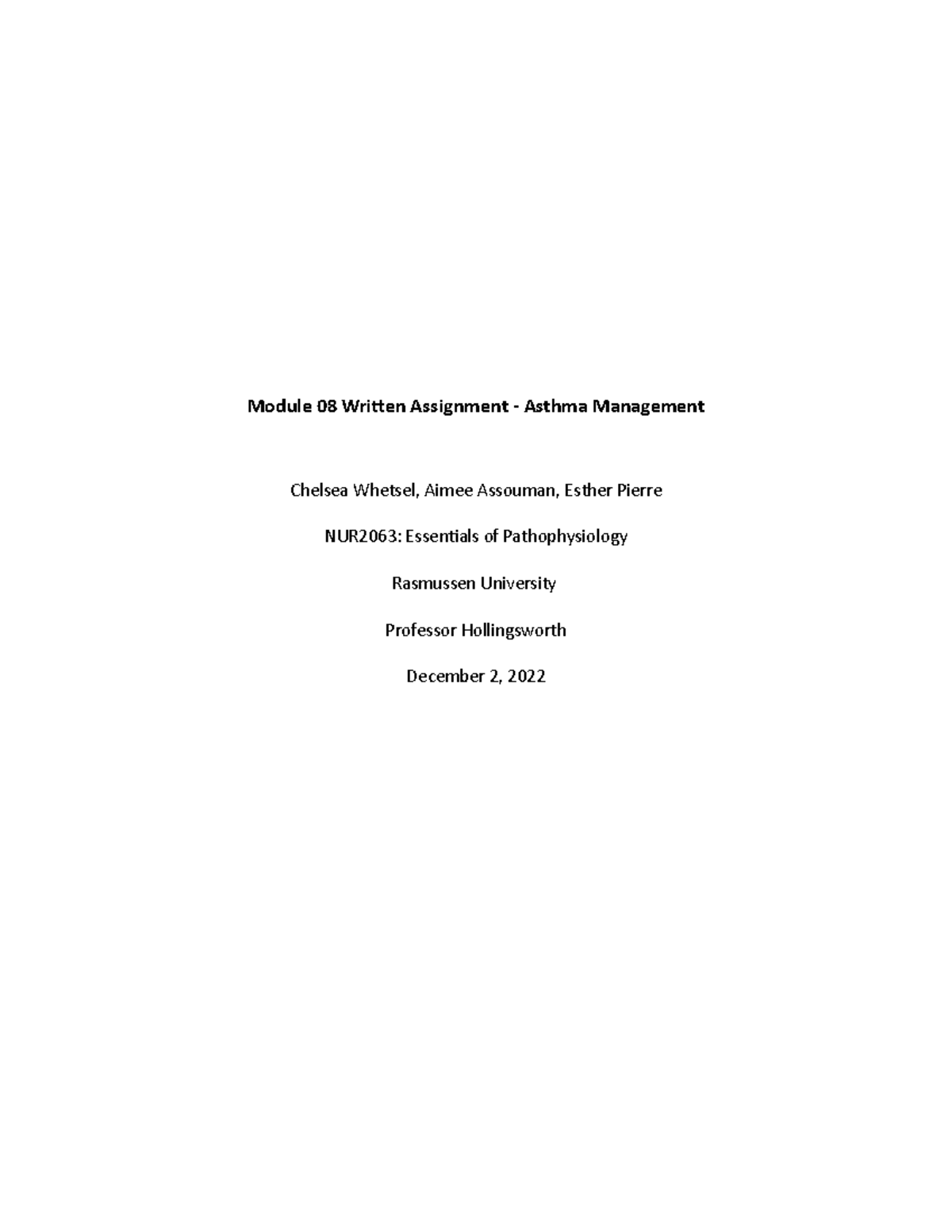 Module 08 Written Assignment- Group 9 - Module 08 Written Assignment ...