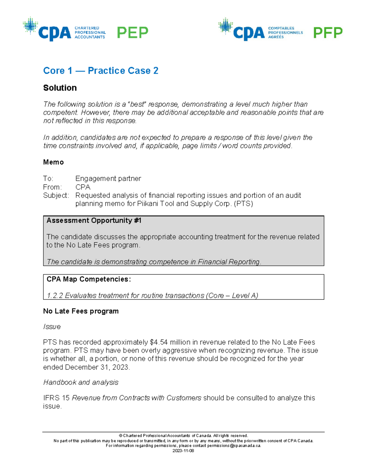 CO1-2401E-PC02 - Solution to CORE 1 Practice Case Week 2 - © Chartered ...