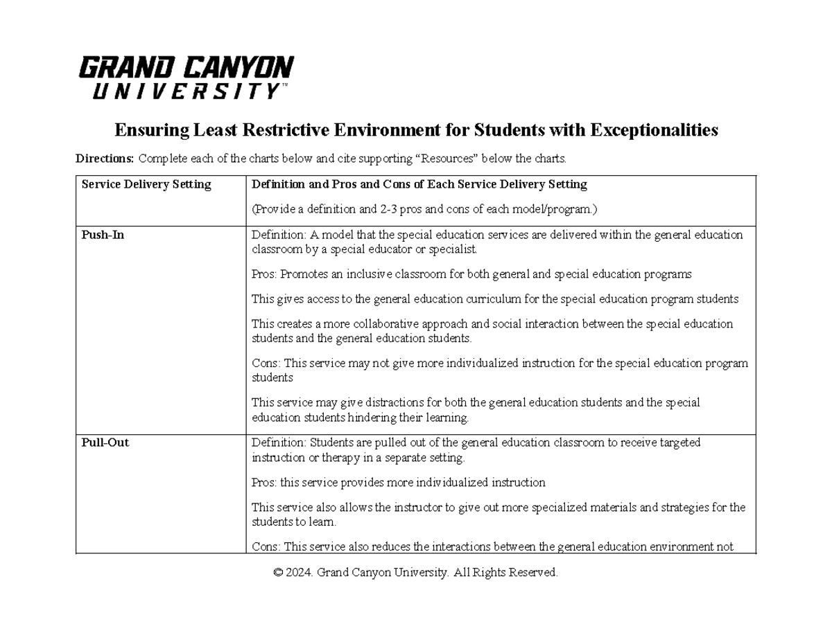 Ensuring Least Restrictive Environment for Students with Exceptionalities - - Studocu