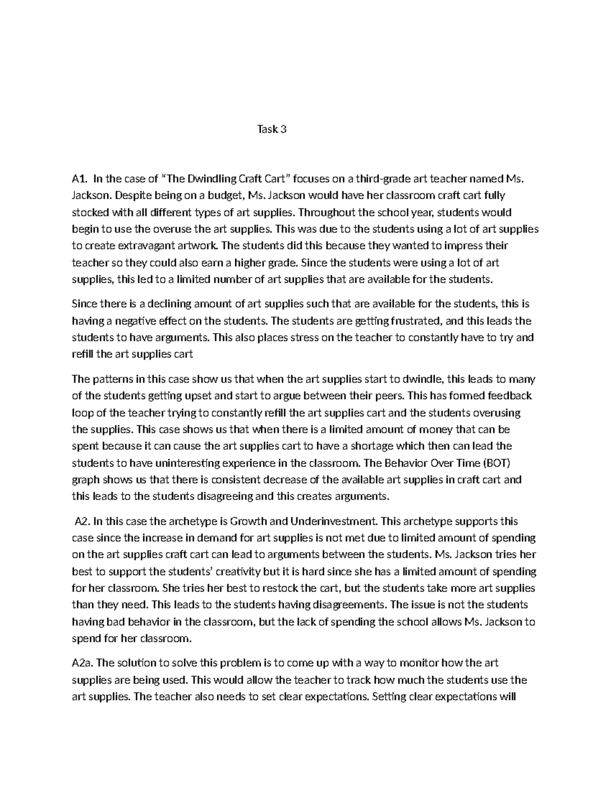 WGU D459 Task 3: Managing Art Supply Shortages in Classrooms - Studocu