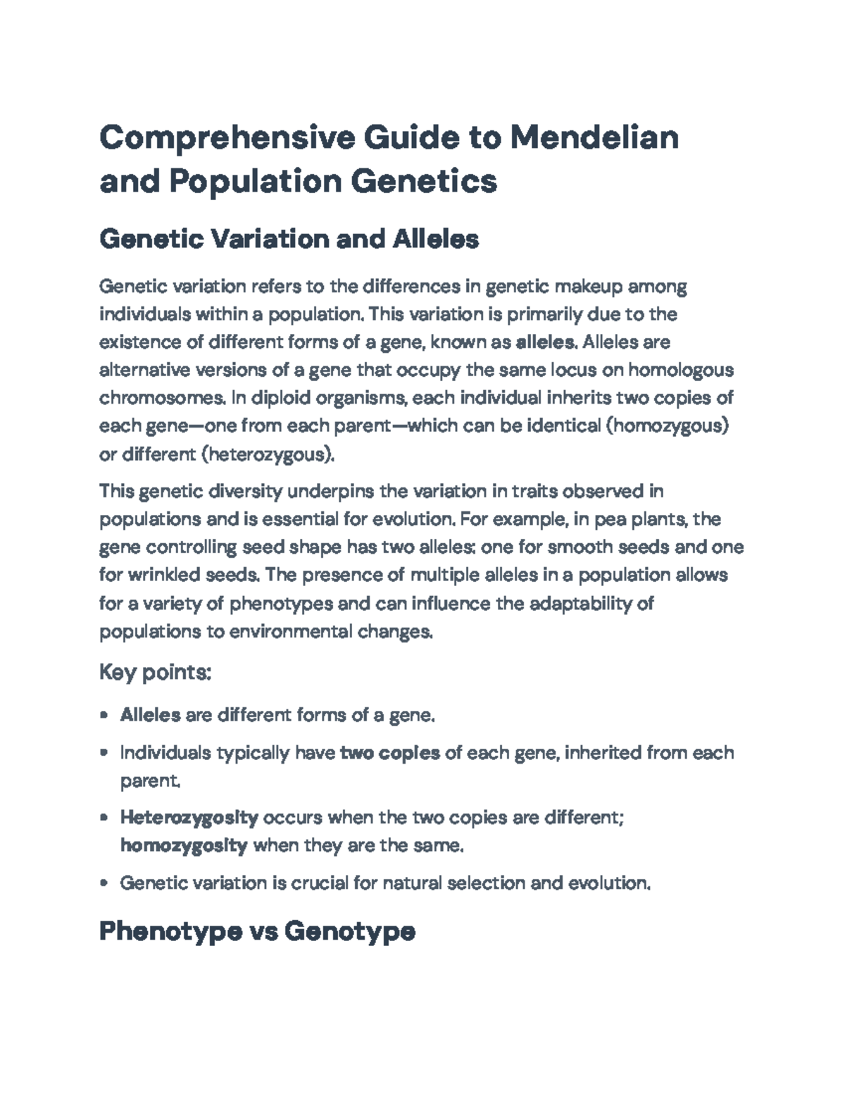 Comprehensive Guide to Mendelian Genetics (Course Code: GEN101 ...