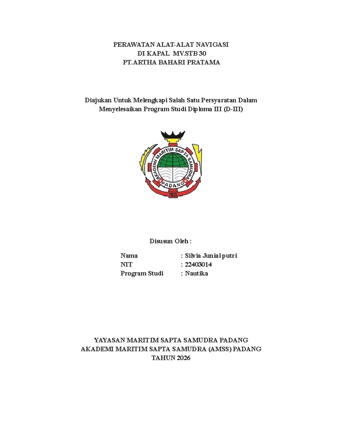 Format Cover LTA - ewewe - poliwangi - PERAWATAN ALAT-ALAT NAVIGASI DI ...