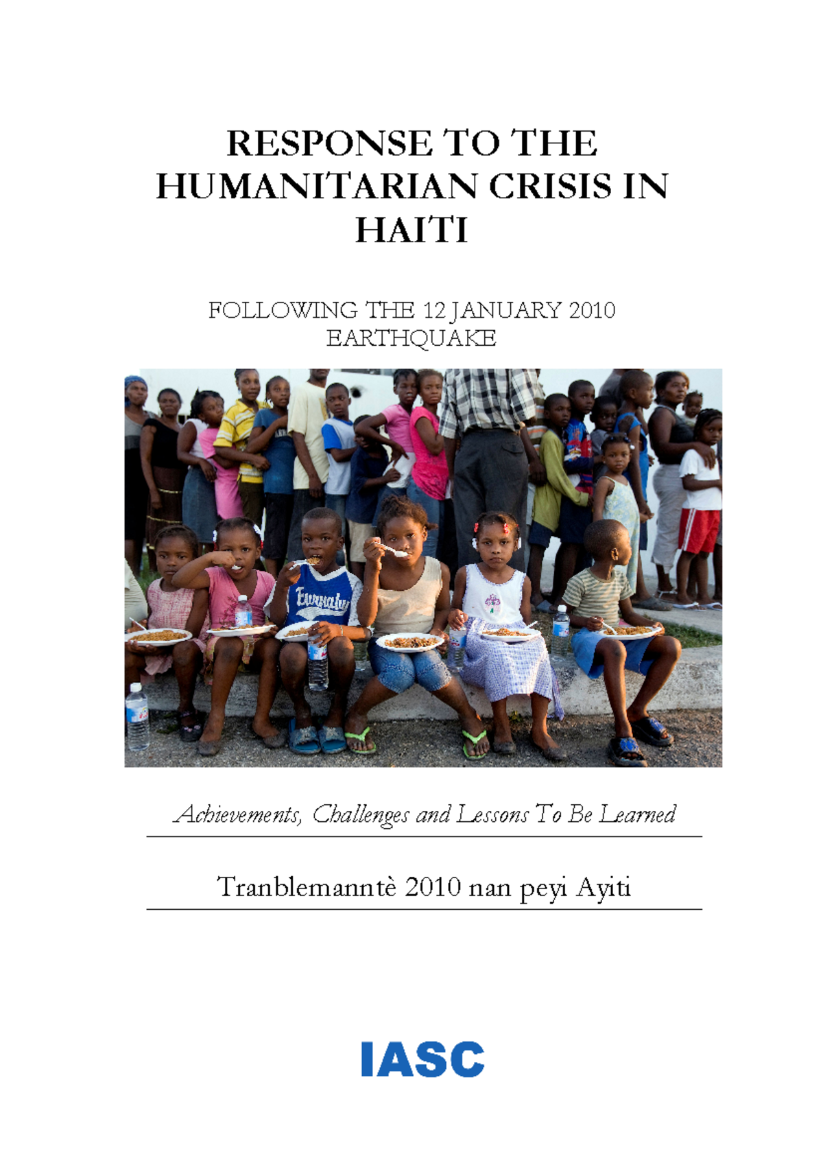IASC-Haiti 6-Month Review of Humanitarian Response (USA-2010-005-1 ...