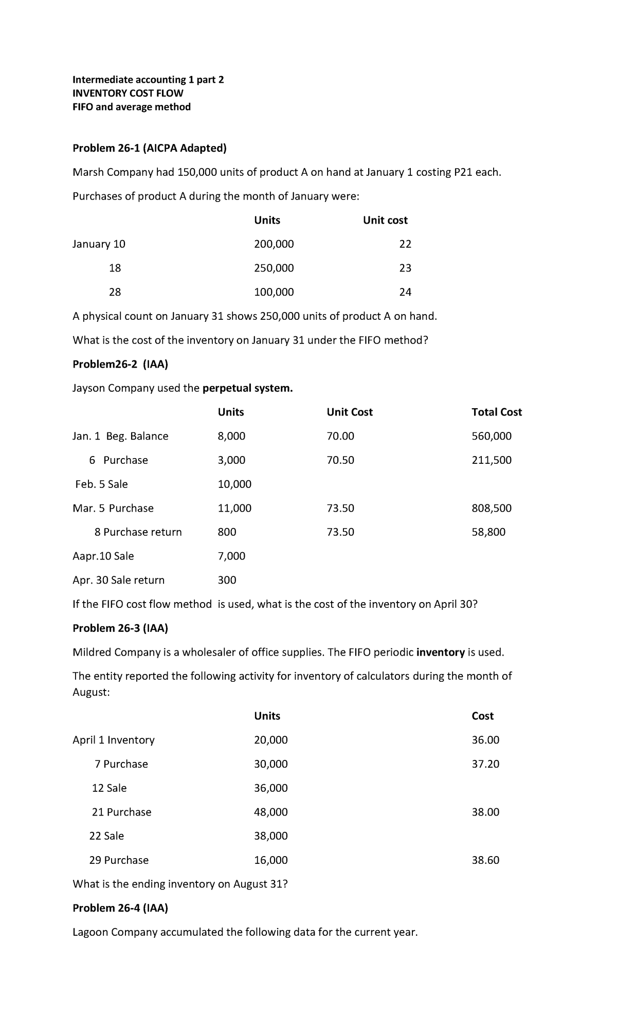 Intermediate Accounting 1 (Part 2): Inventory Cost Flow Methods ...