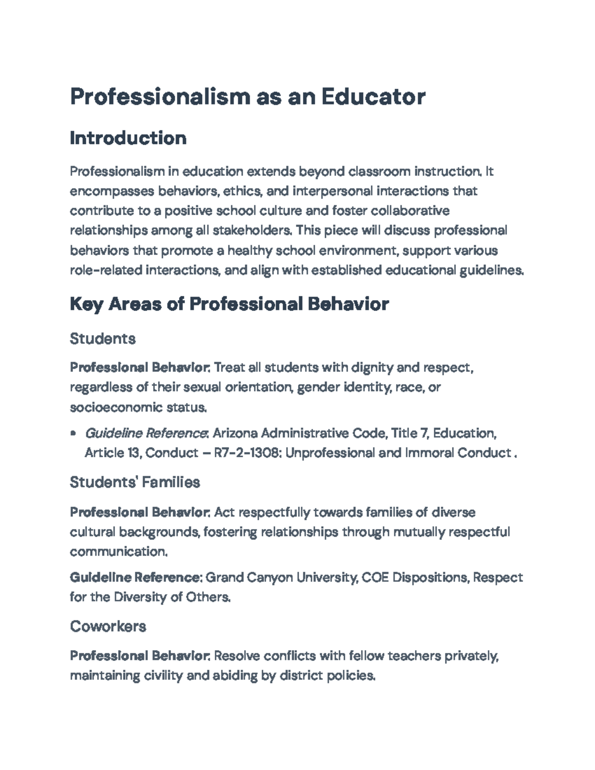 Professionalism in Education: Guidelines for Positive Interactions ...
