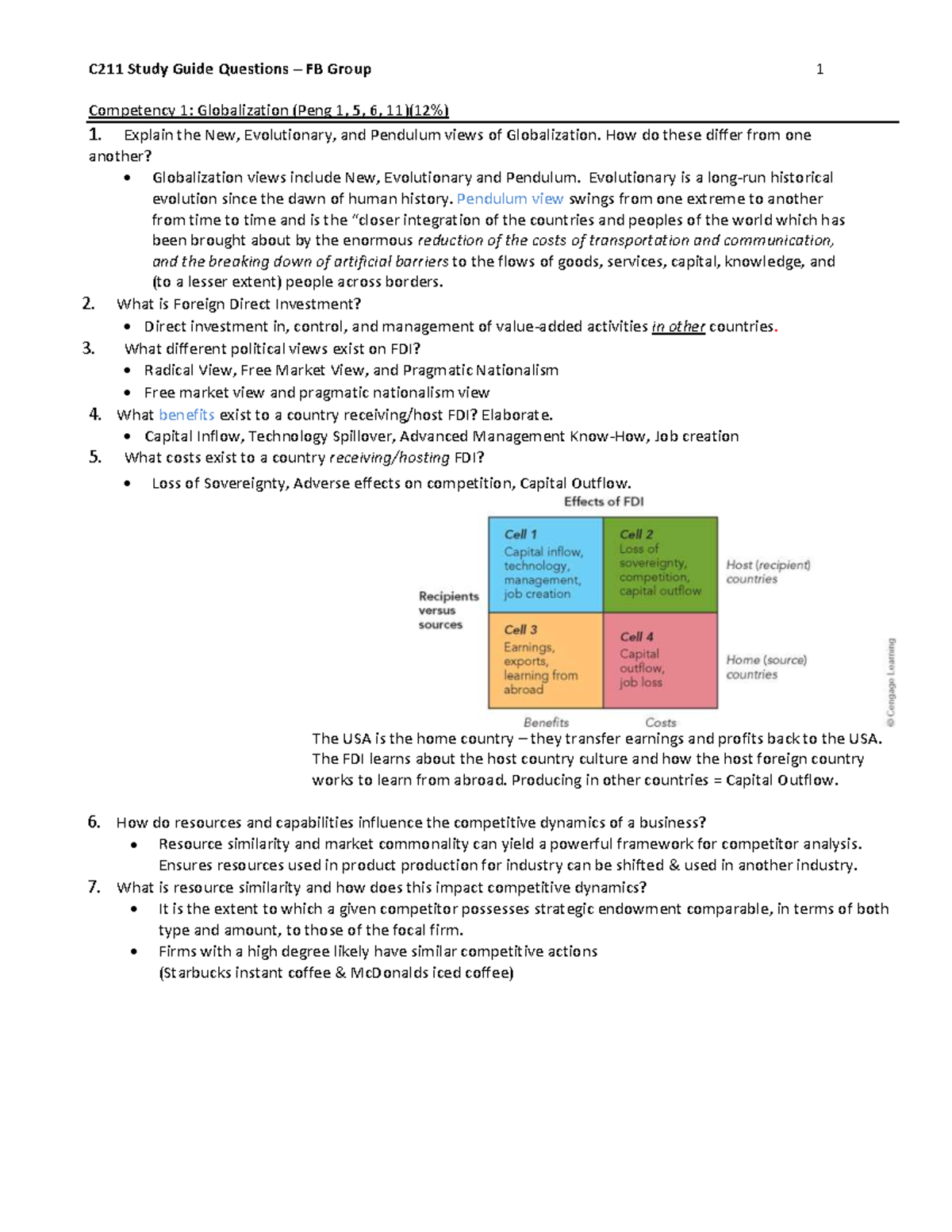 C211 Comprehensive Study Guide: Globalization, FDI, & Economic Theories ...
