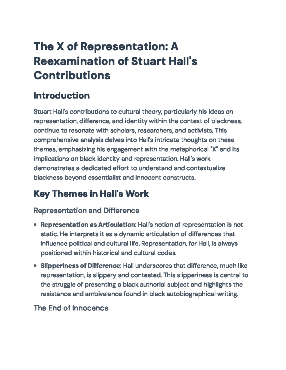 Reexamining Stuart Hall's Contributions: Blackness and Representation ...