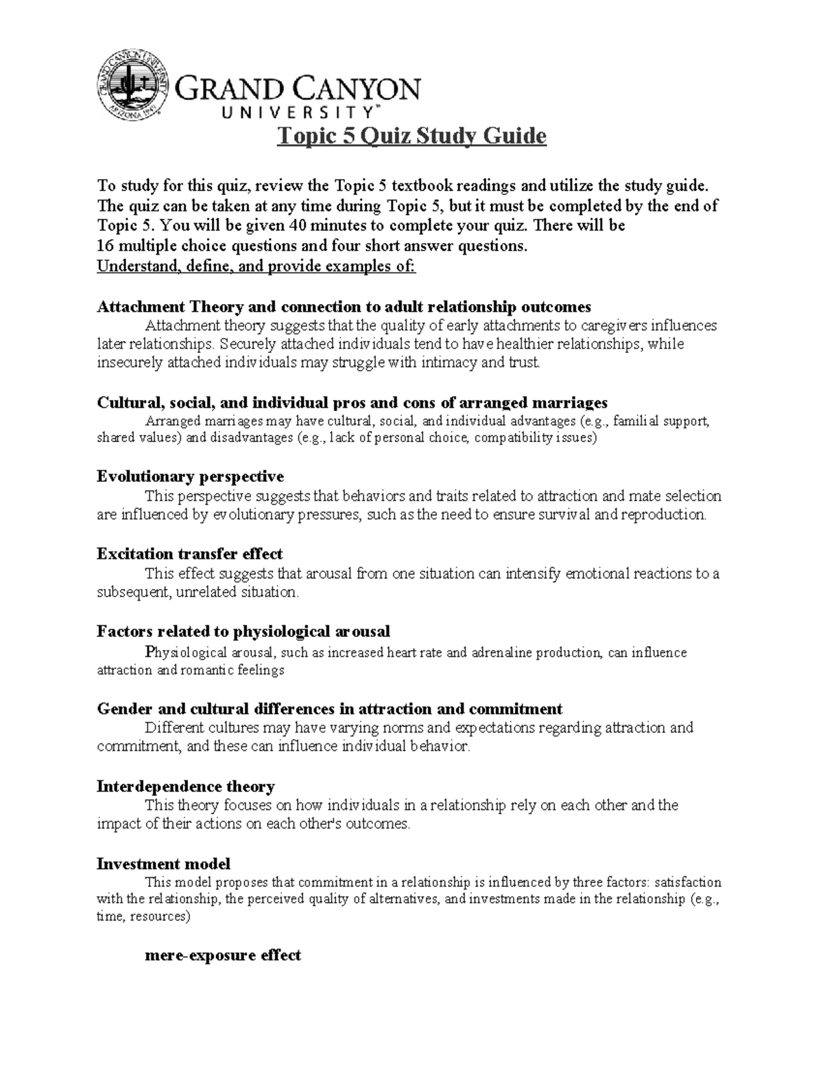 PSY-362-RS-T5-Quiz Study Guide: Key Concepts for Topic 5 Exam - Studocu