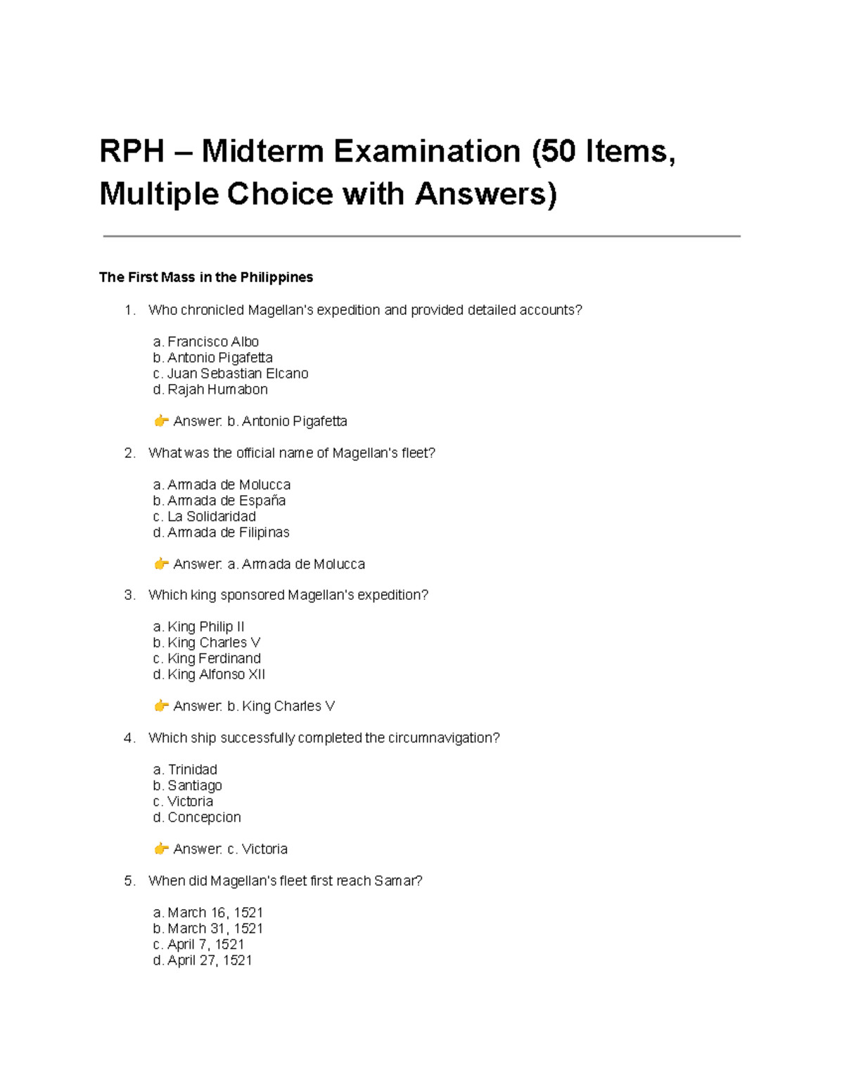 RPH Midterm Exam Practice Test: Key Questions & Answers - Studocu
