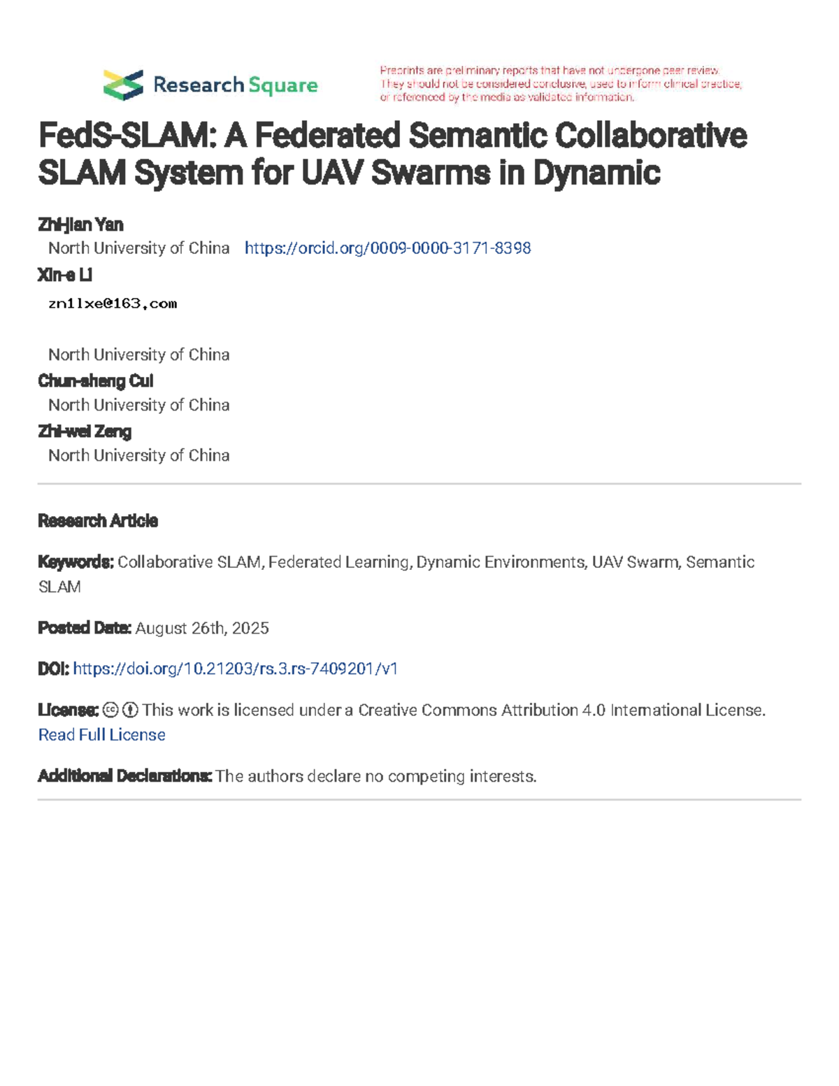Fed S-SLAM: A Federated Semantic Collaborative SLAM System for UAV ...