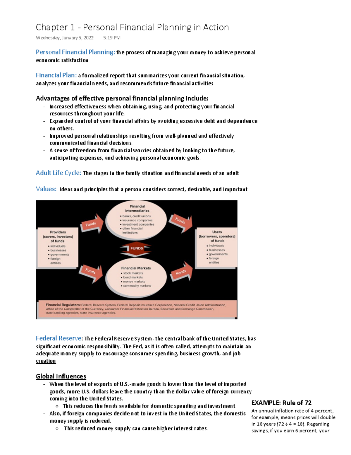 Personal Finance - Chapter 1 (Financial Planning Essentials) - Studocu