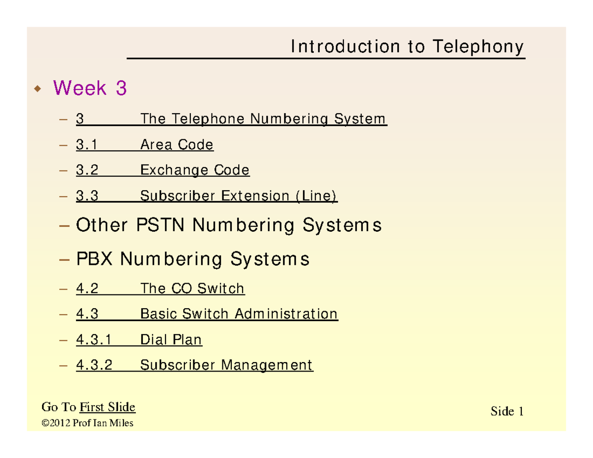 CNET225 12F Theory Week 3: The Telephone Numbering System - Studocu