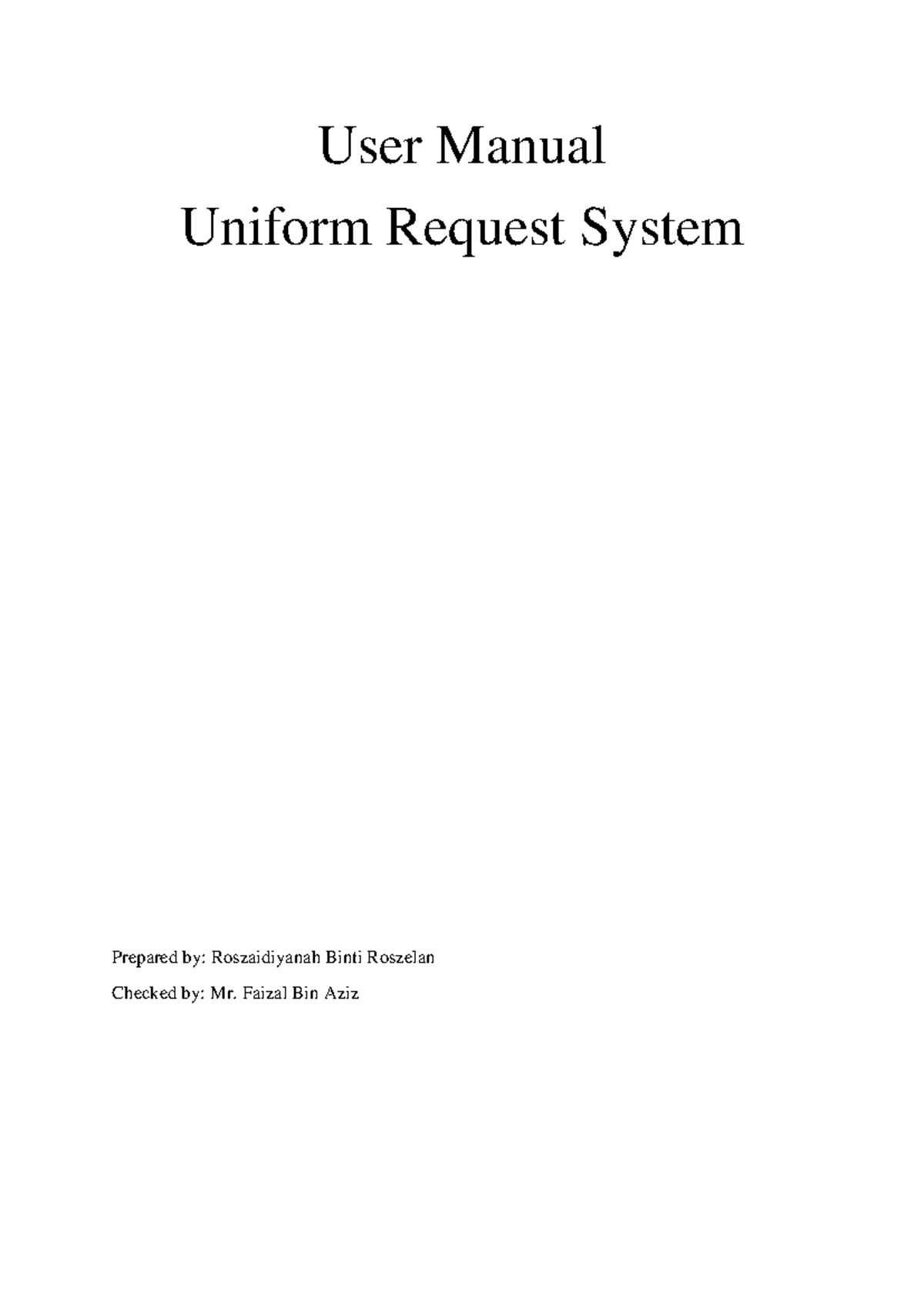 User Manual for Uniform Request System: A Comprehensive Guide - Studocu