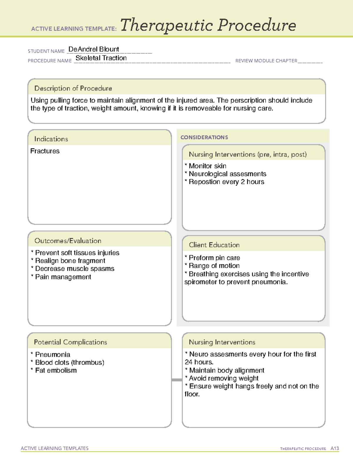 Active Learning Template: Therapeutic Procedure A13 - Skeletal Traction ...