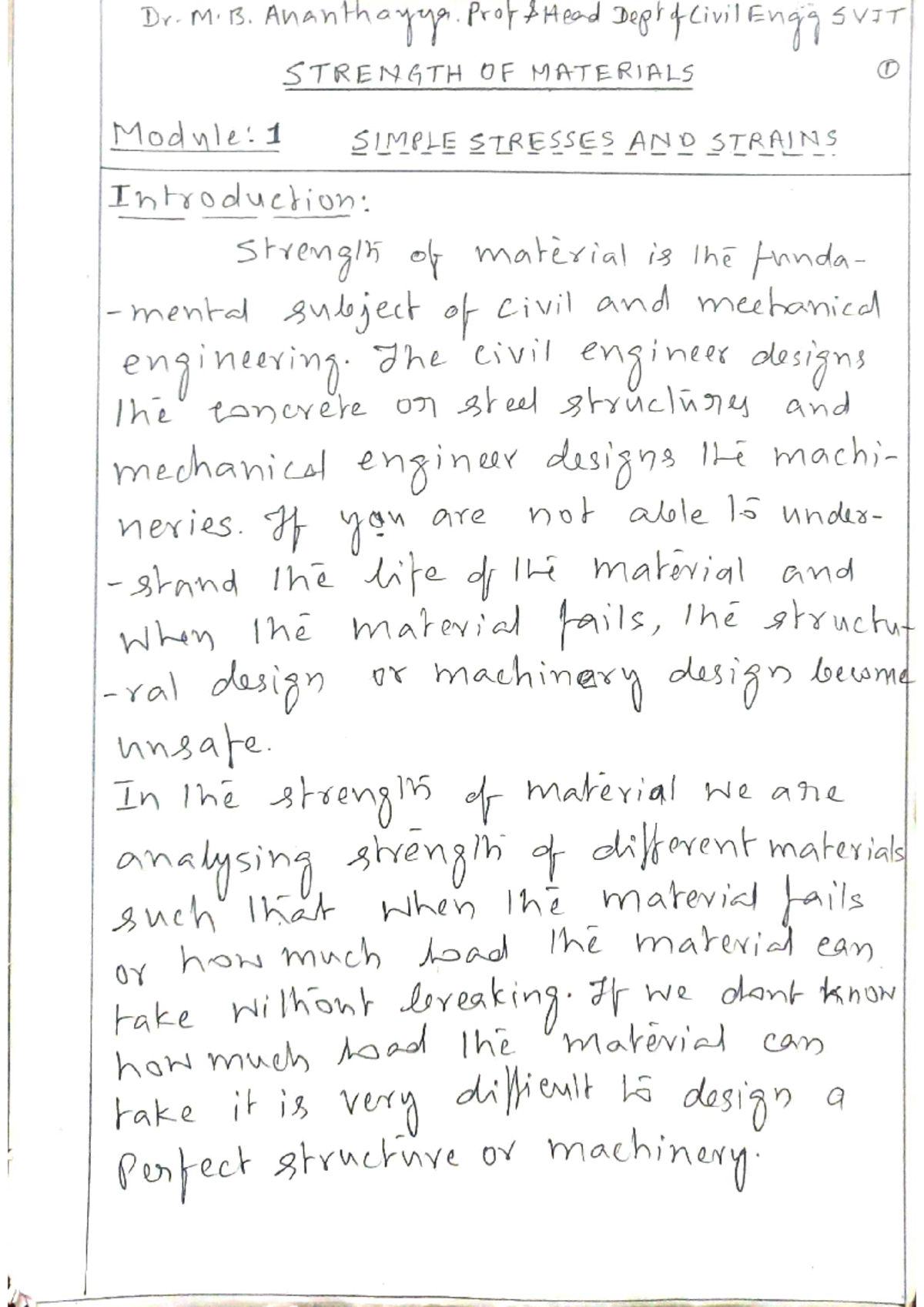 SOM 1: Simple Stresses and Strains Comprehensive Notes - Studocu