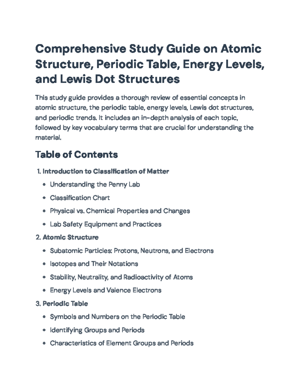 Comprehensive Study Guide: Atomic Structure & Periodic Trends (Chem 101 ...