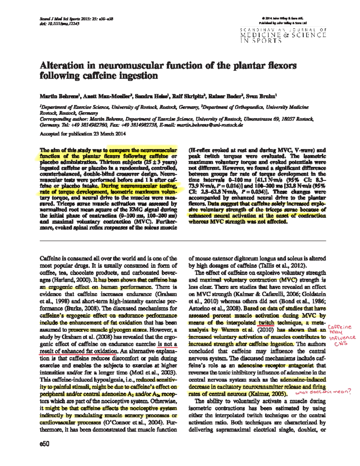 Caffeine Ingestion and Its Effects on Plantar Flexor Neuromuscular ...