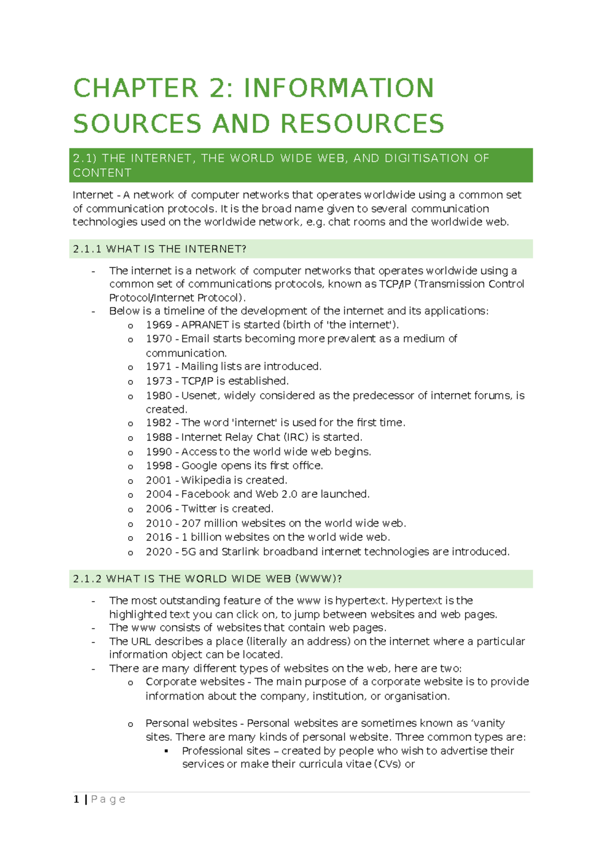 AIM CH2 Notes: Overview of Information Sources and Resources - Studocu