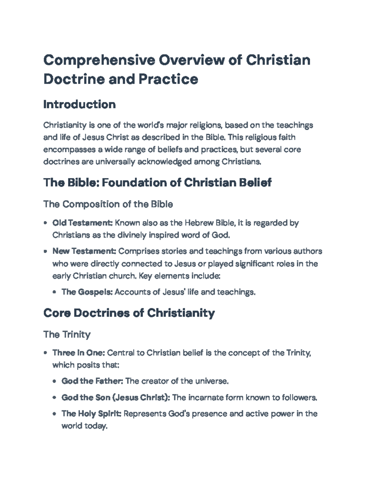 Comprehensive Overview of Christian Doctrine and Practices ...