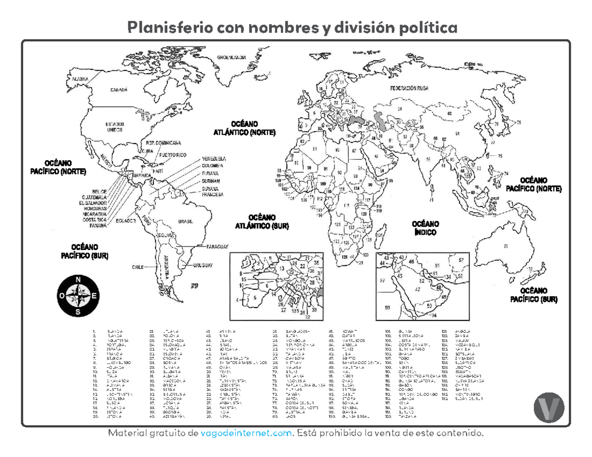 Planisferio Político: Nombres y Divisiones por Países - Studocu